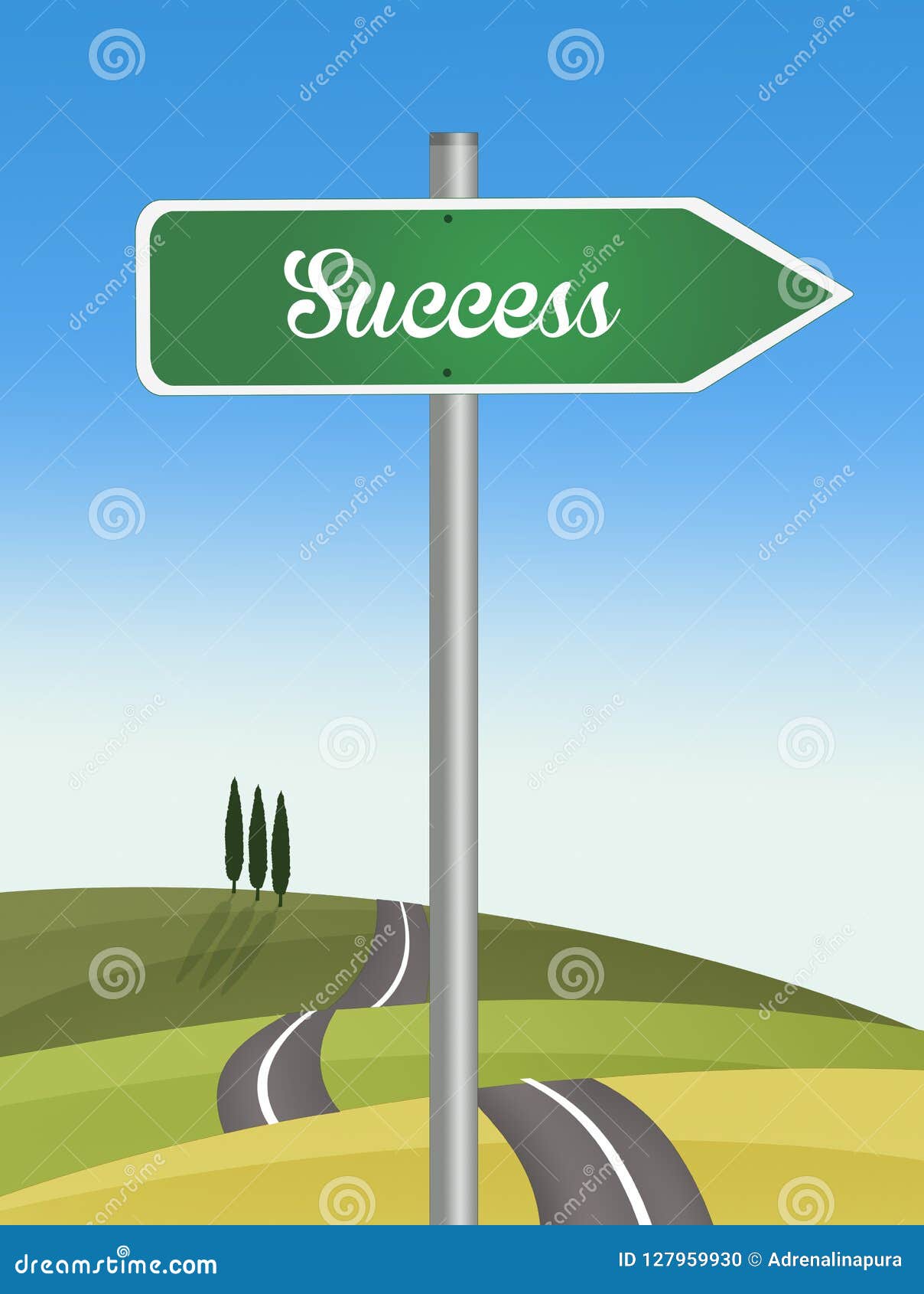 Road Sign with the Written Success Stock Illustration - Illustration of ...