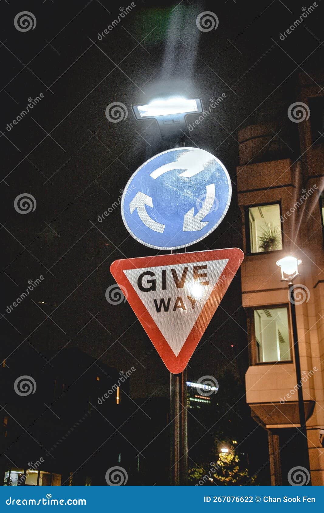 Road Signage at Night stock photo. Image of font, road - 267076622
