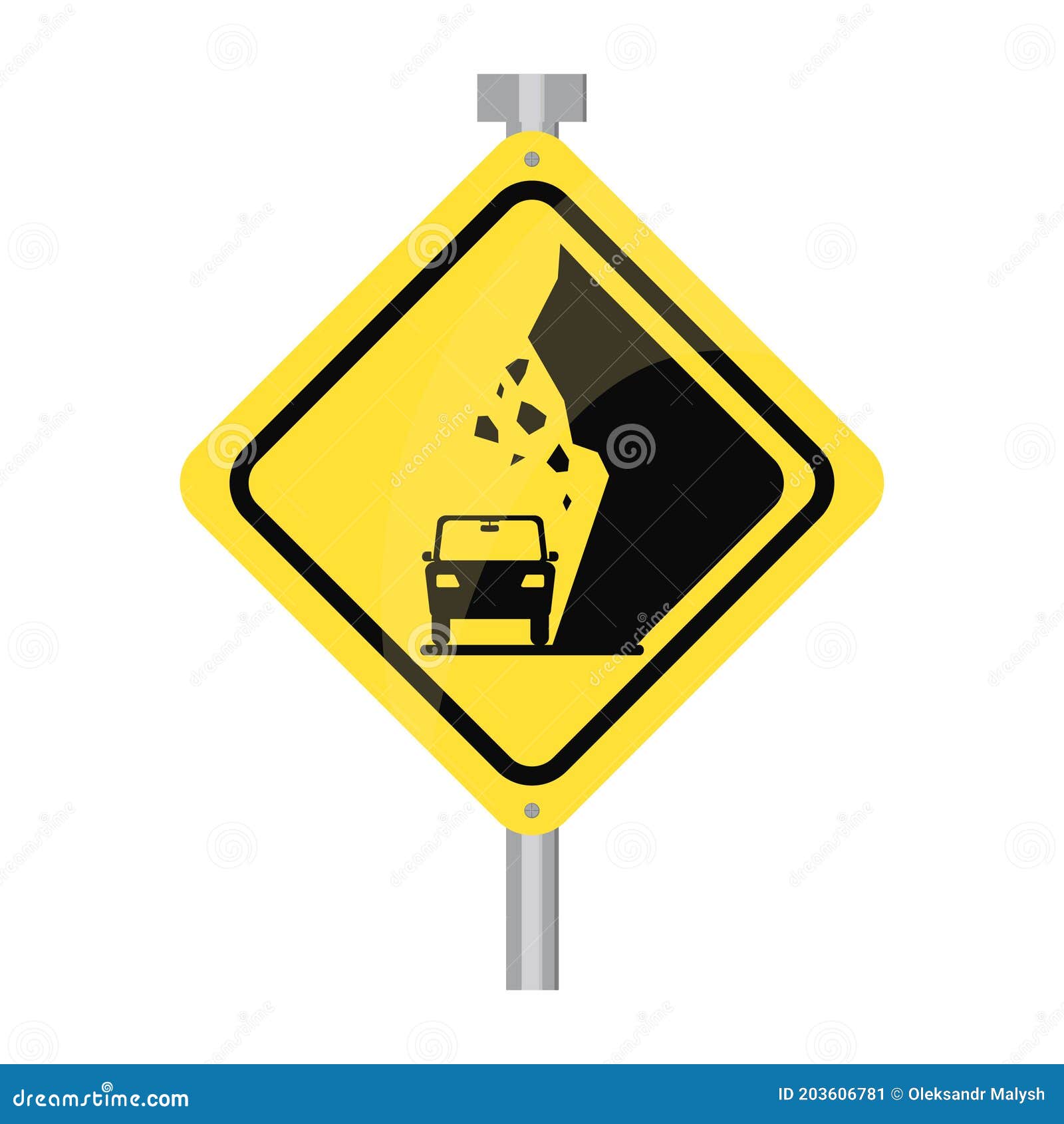 Road Signal of Falling Rocks Warning Traffic Sign Stock Vector ...