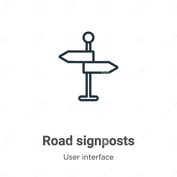 Road Signposts Outline Vector Icon. Thin Line Black Road Signposts Icon ...