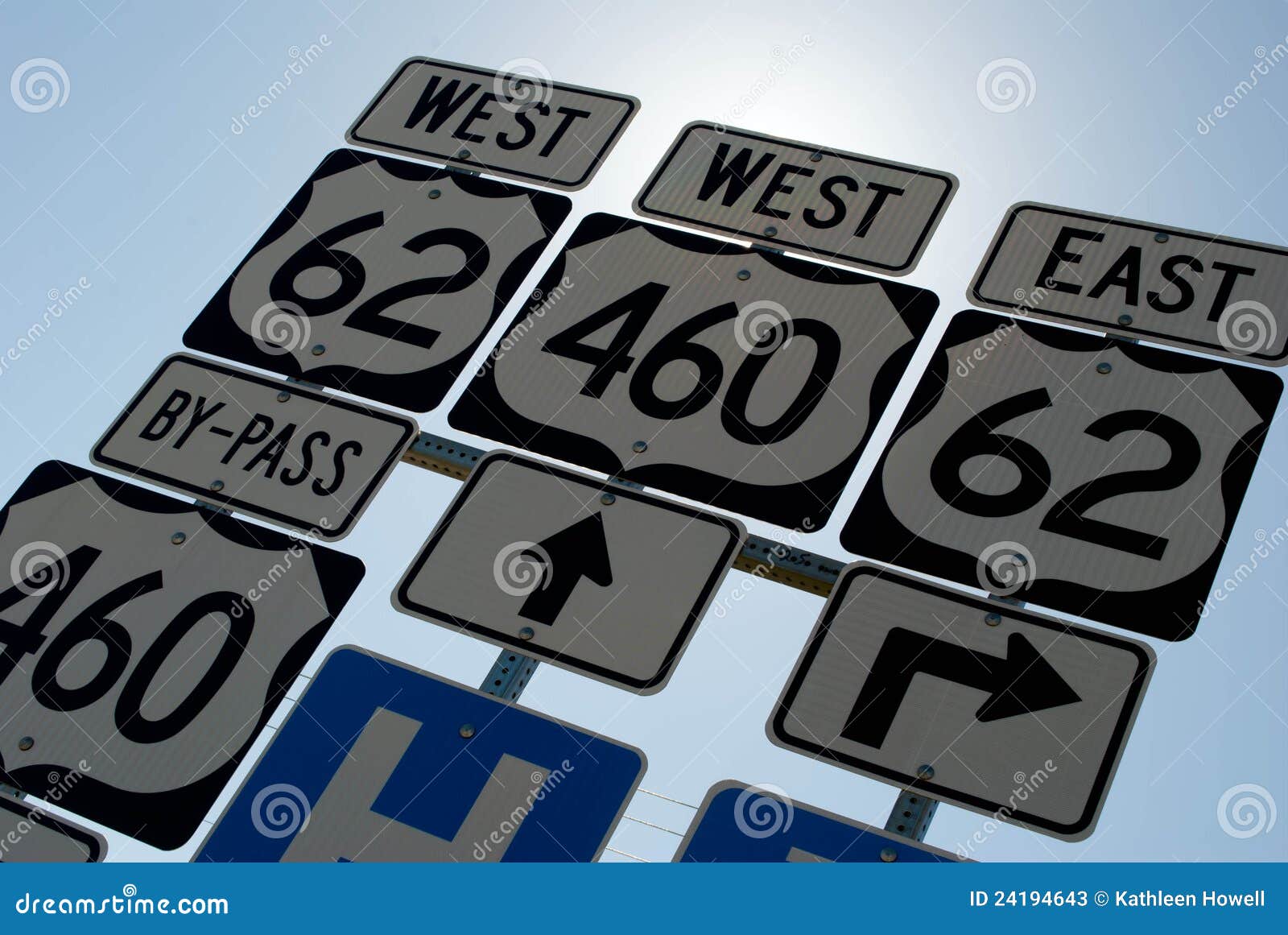 Road Signs stock image. Image of tilt, east, blue, tilted - 24194643