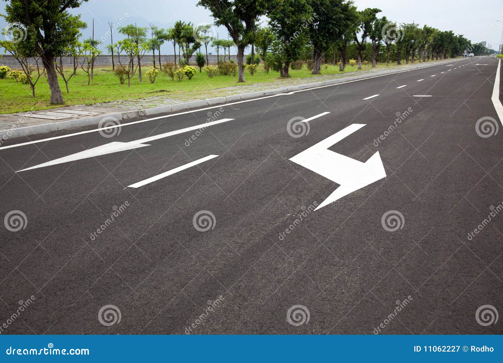 Road Signs Arrows on Asphalted Surface Stock Image - Image of driveway ...