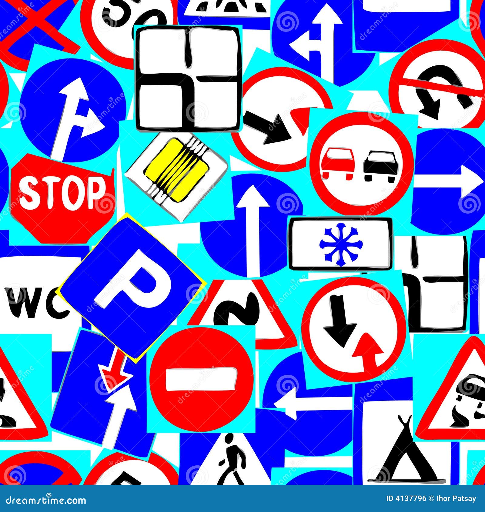 Road Signs As Seamless Pattern Stock Illustrations – 3 Road Signs As ...