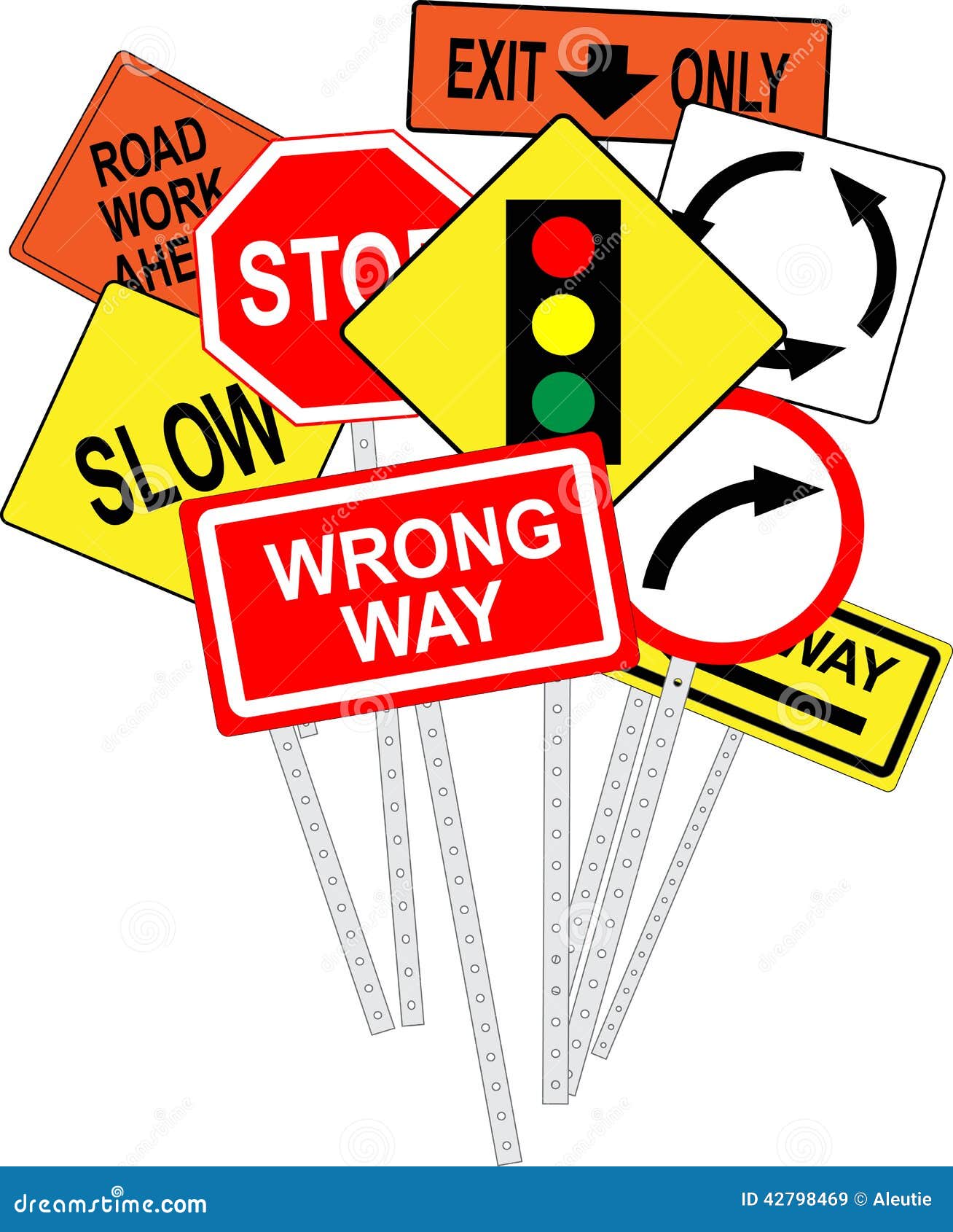 Road Signs Cartoon Vector | CartoonDealer.com #42798469