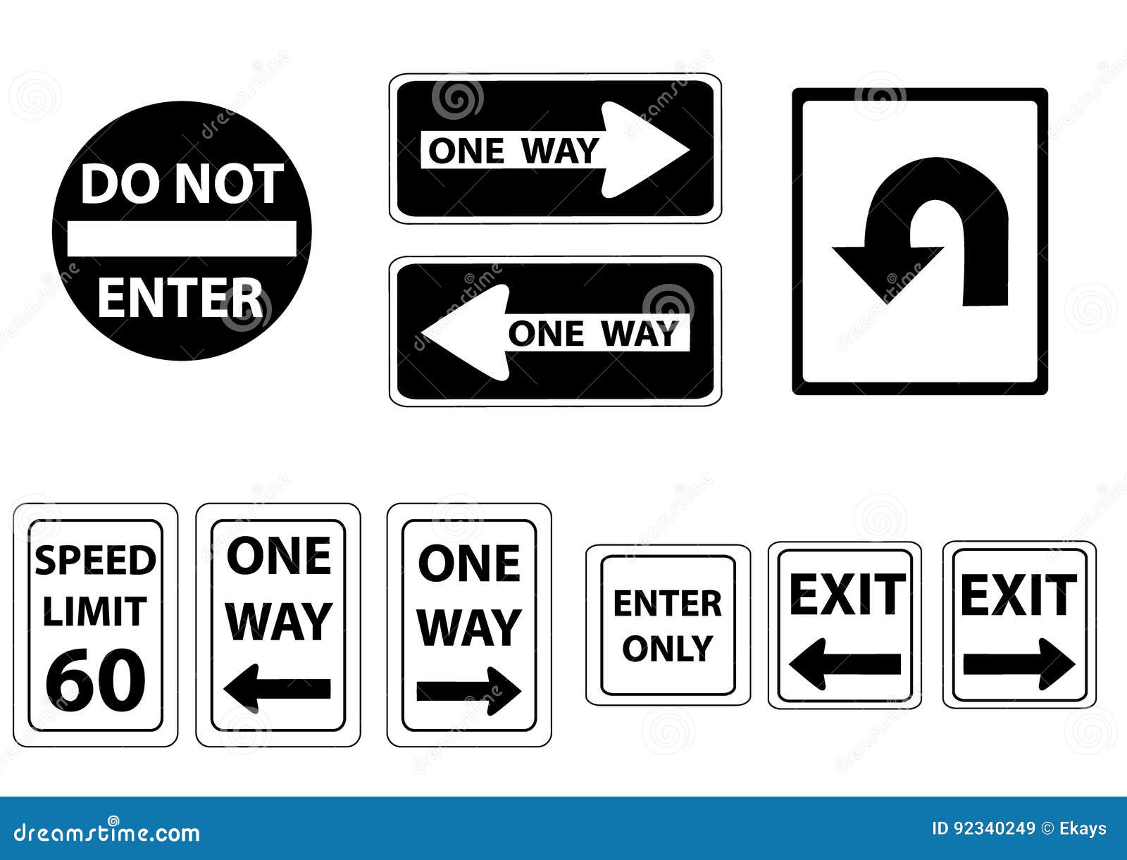 Road signs black and white stock vector. Illustration of speed - 92340249