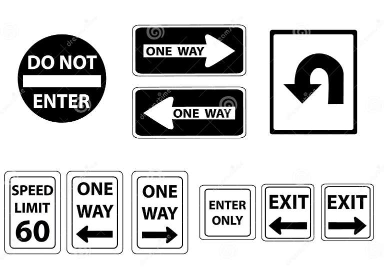 Road signs black and white stock vector. Illustration of speed - 92340249
