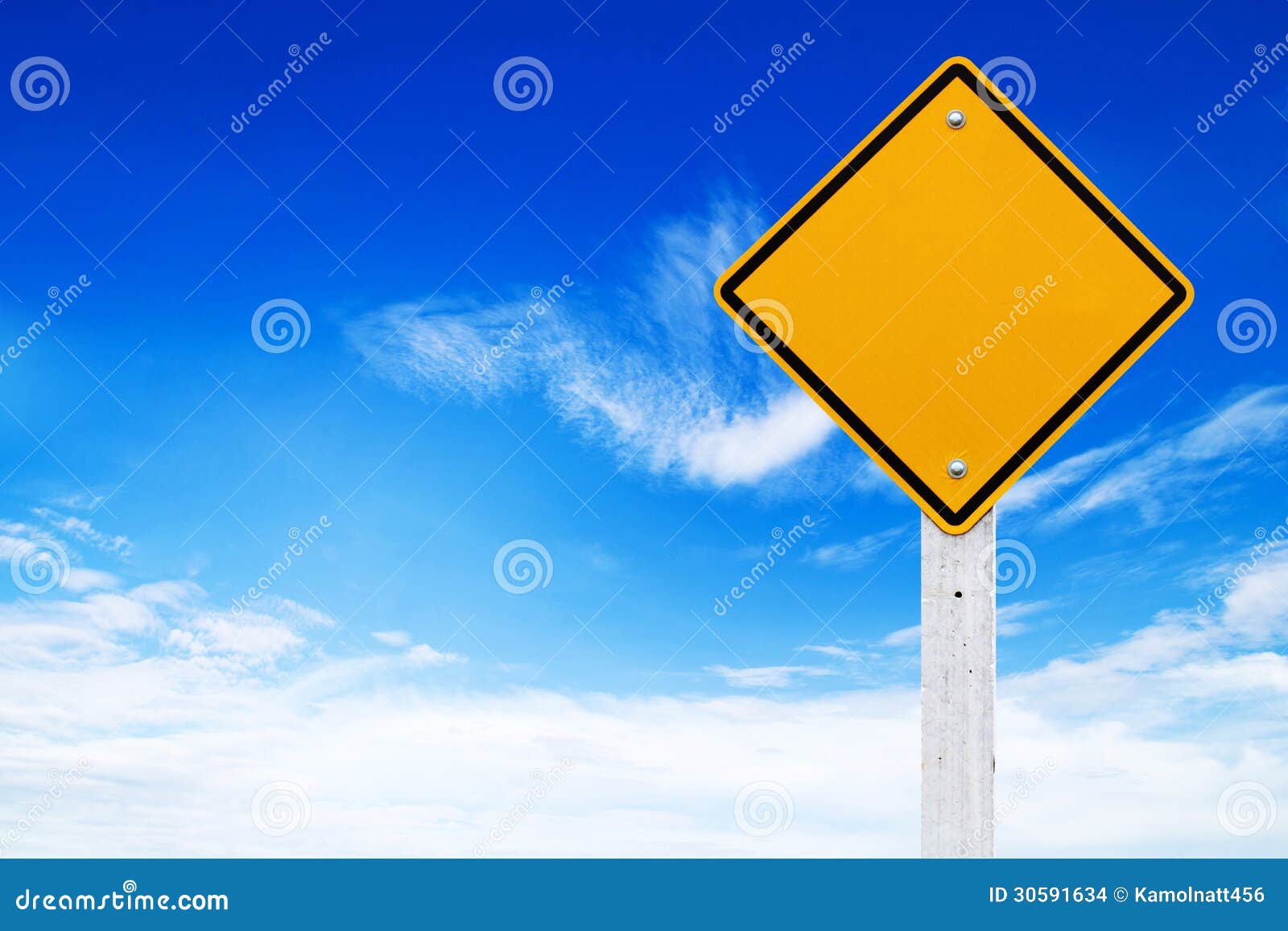 Road Signs, Blank Yellow Warning with Sky Background (Clipping Path ...