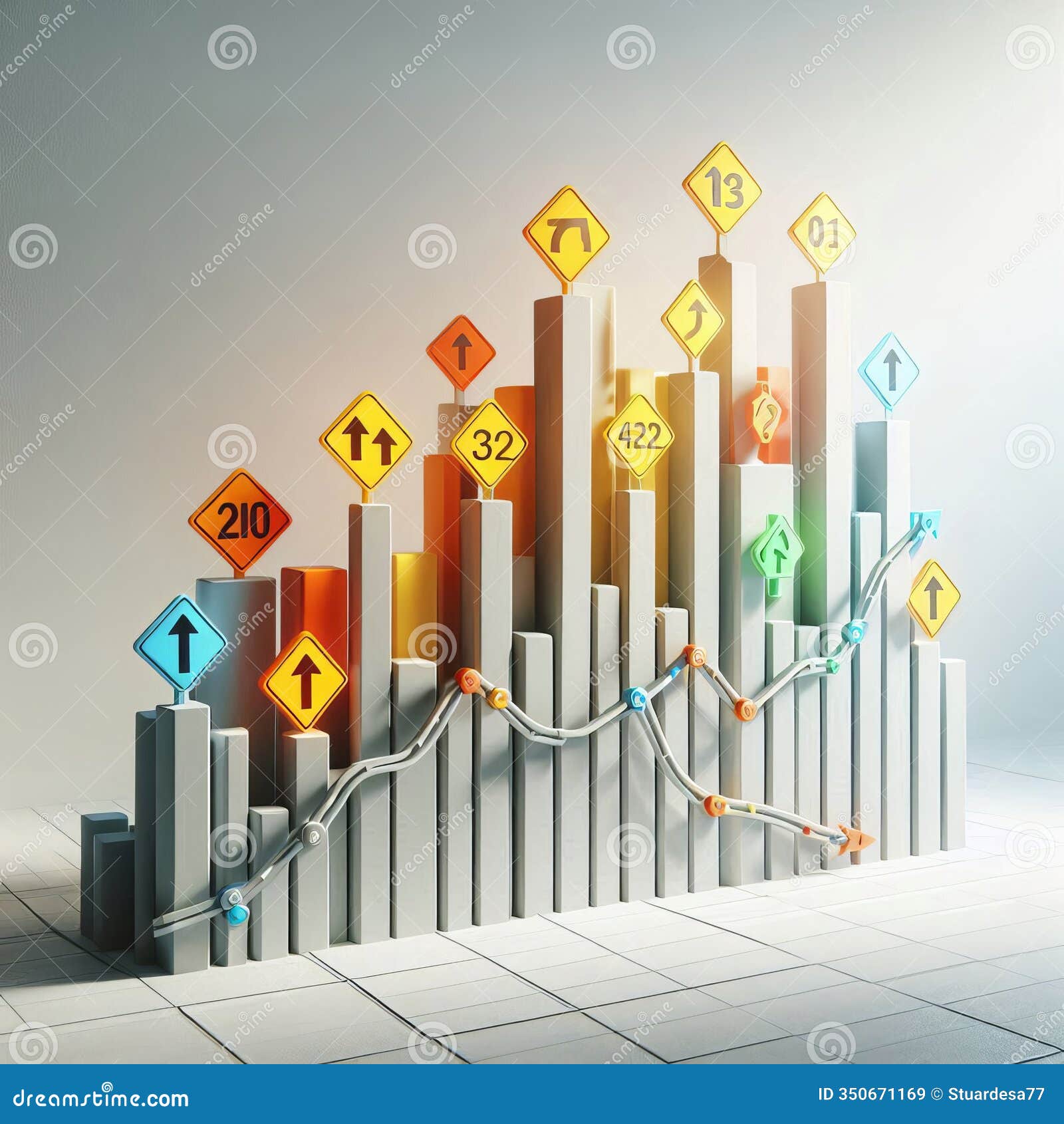 Road Signs On Chart With Fluctuating Growth Patterns Royalty-Free Stock ...
