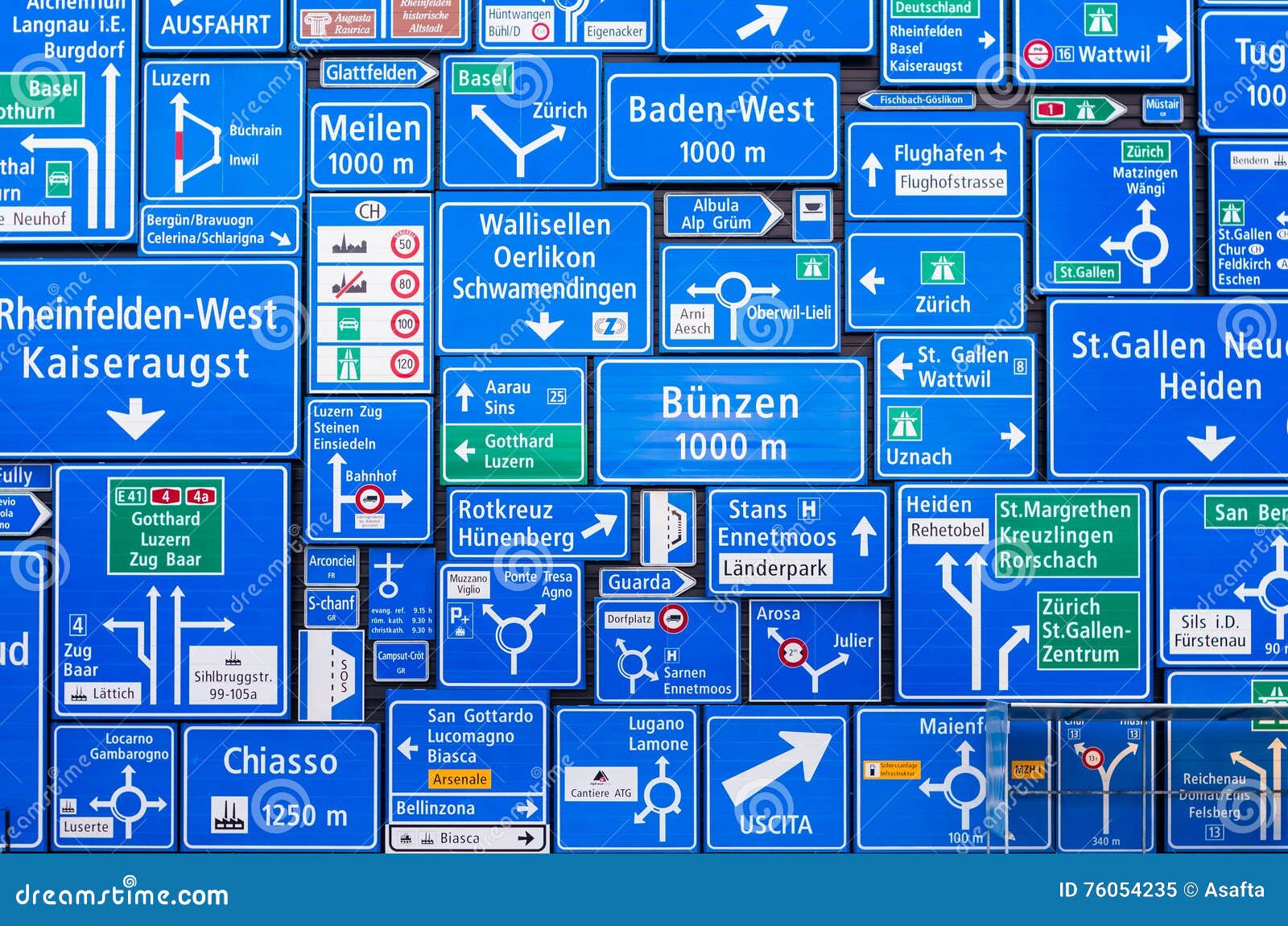 Road signs collage stock image. Image of metal, luzern - 76054235