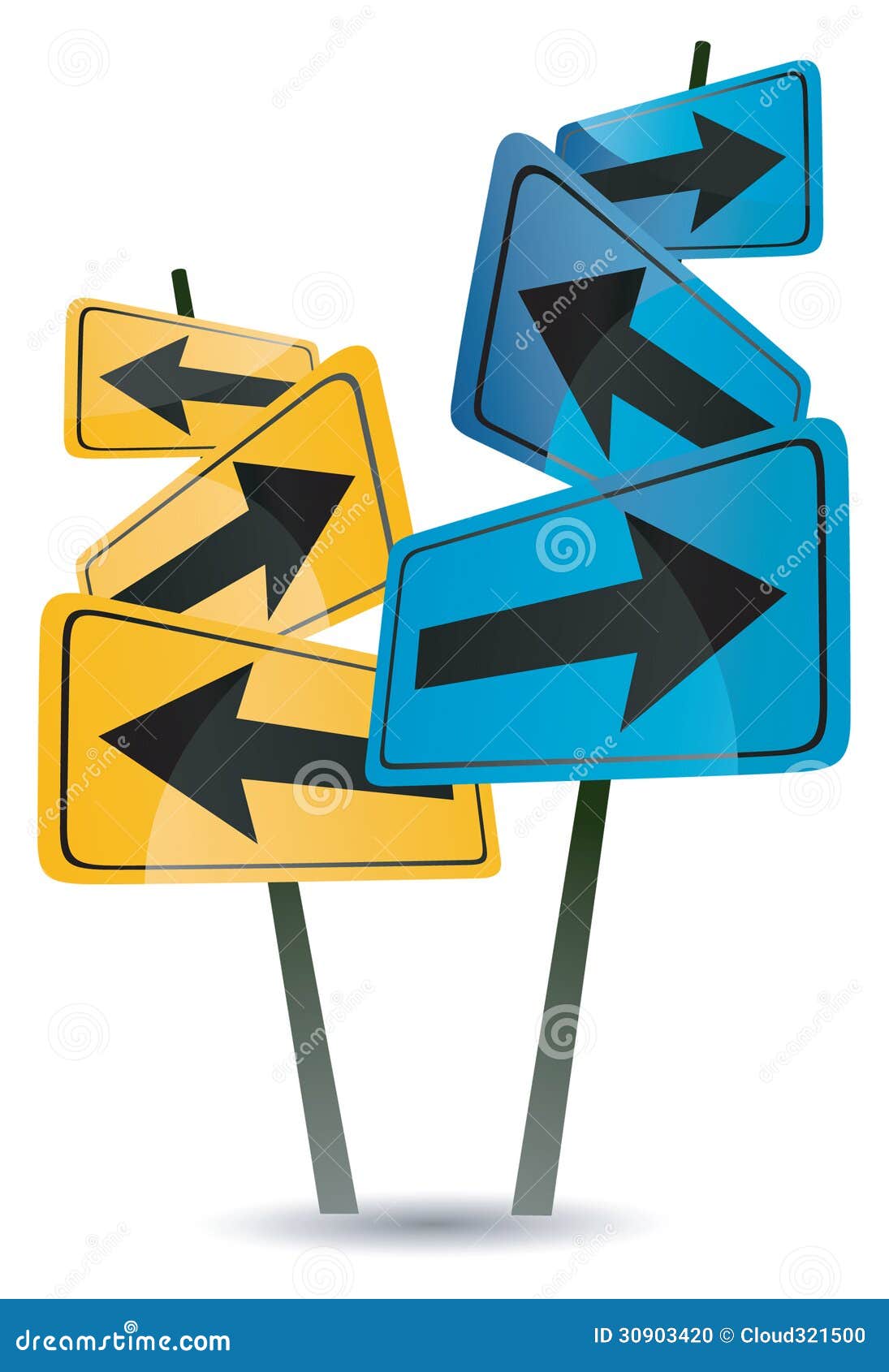 Road Signs of Different Colors Stock Vector - Illustration of notice ...