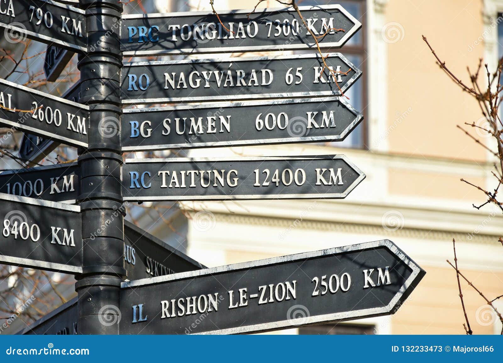 Road Signs with Distances and City Names Stock Image - Image of arrow ...