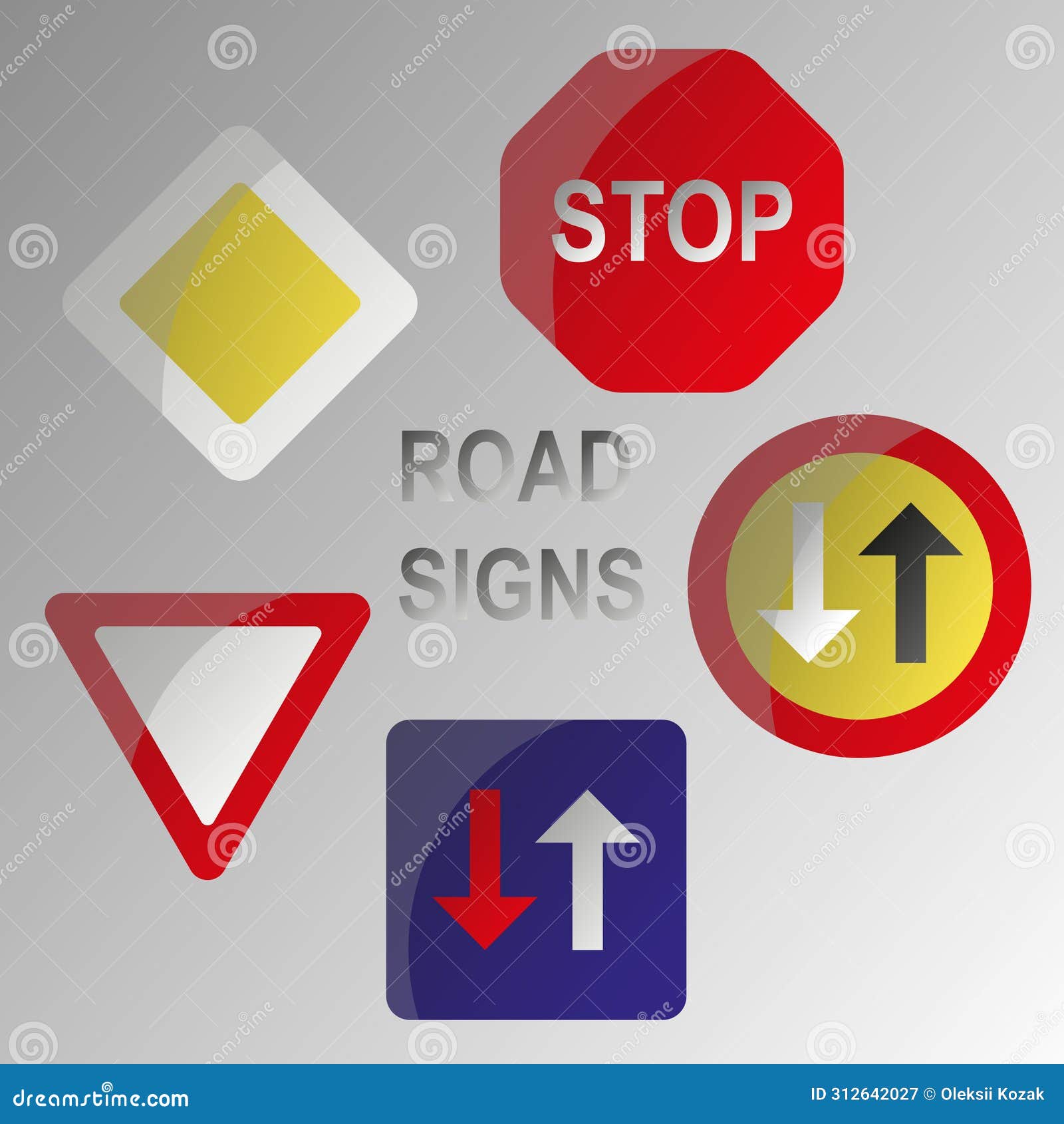 Road Signs of Europe in Gradient. Priority Road Signs of Europe Stock ...