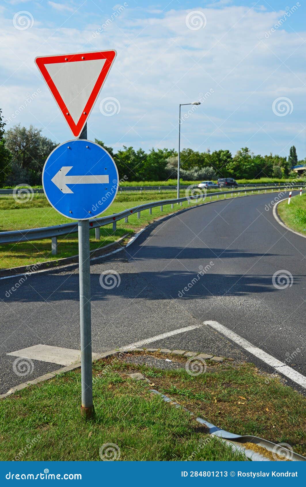 Road Signs at the Exit from the Parking Lot To the Freeway in Hungary ...