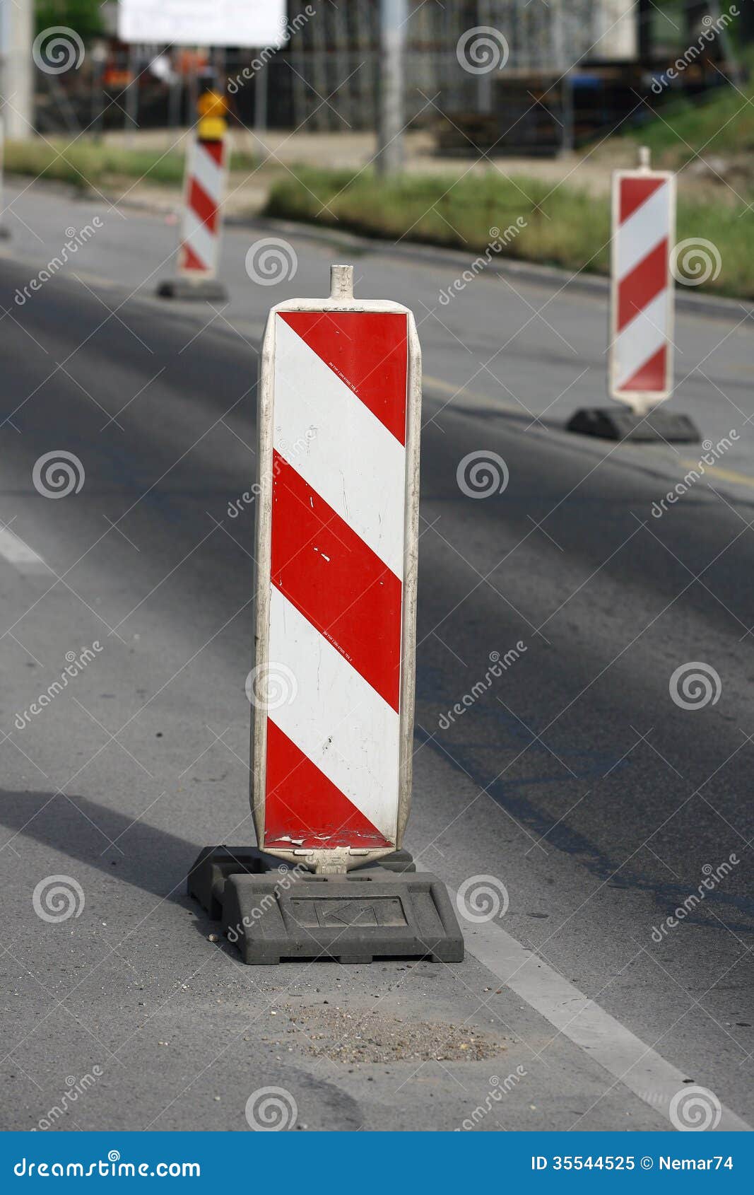 Road Signs in a Highway on Reconstruction Stock Image - Image of road ...