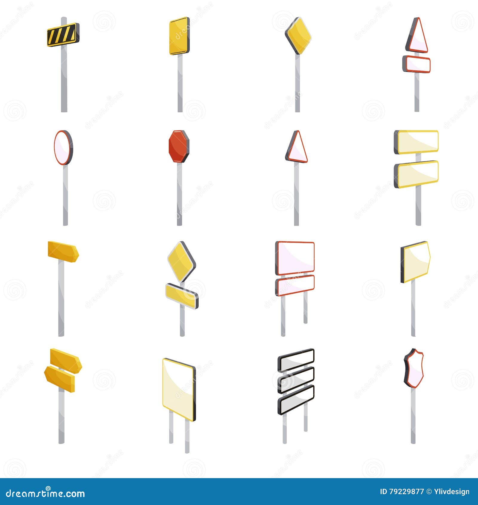 Road Signs Icons Set, Cartoon Style Stock Vector - Illustration of ...