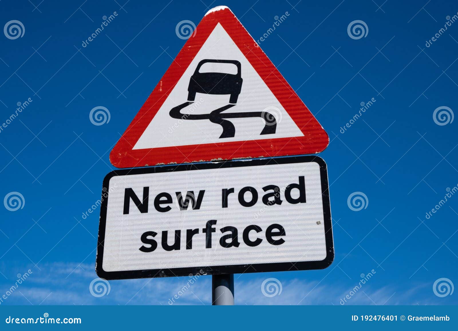 Road Signs Indicating New Road Surface Maghull May 2020 Stock Image ...