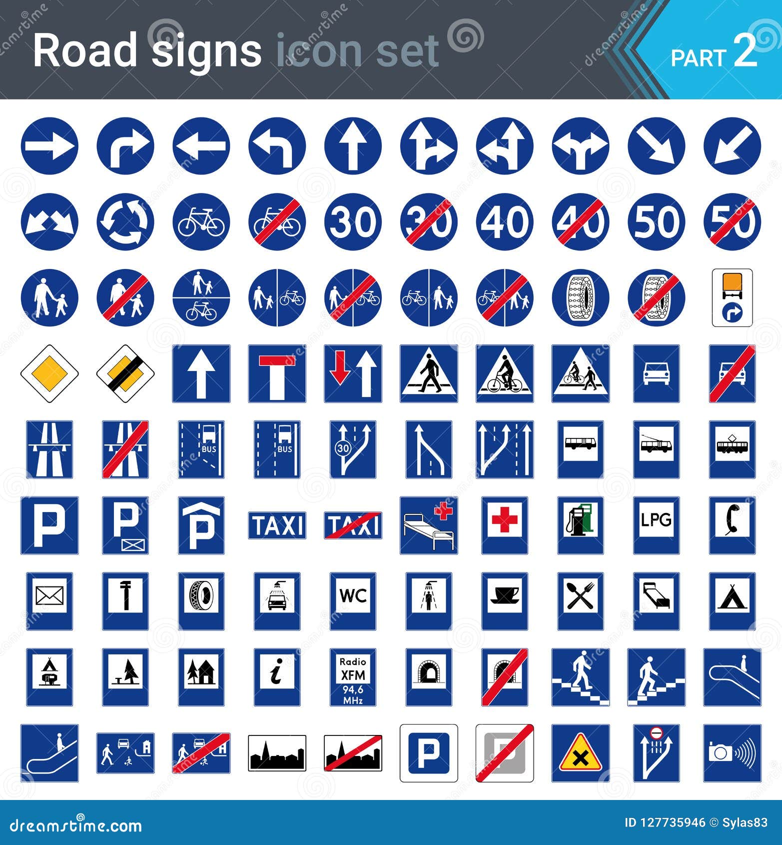 Road Signs Isolated on White Background. Mandatory and Information ... Road Signs Isolated on White Background. Mandatory and Information ...