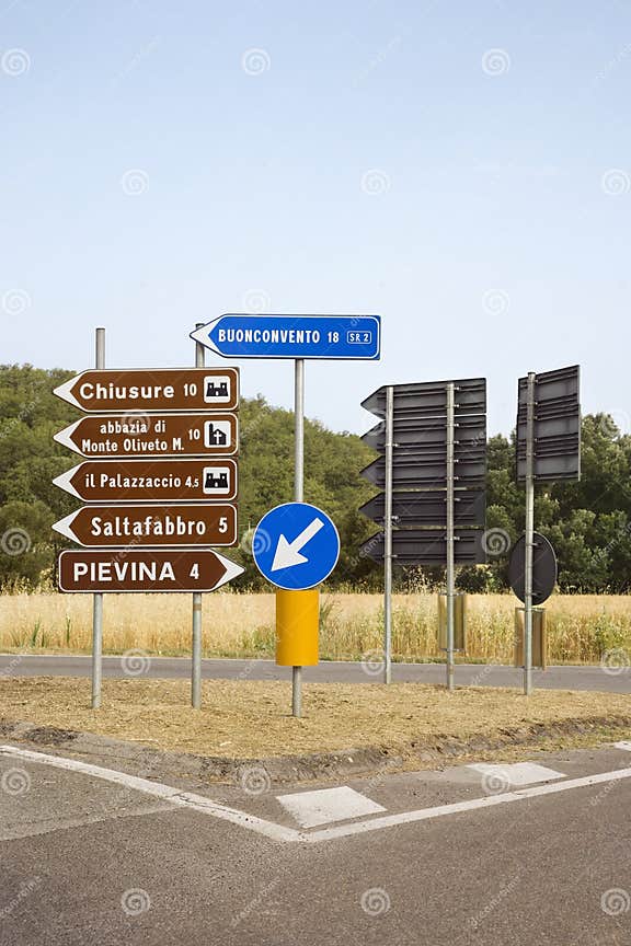 Road signs, Italy. stock image. Image of outdoors, color - 2042065
