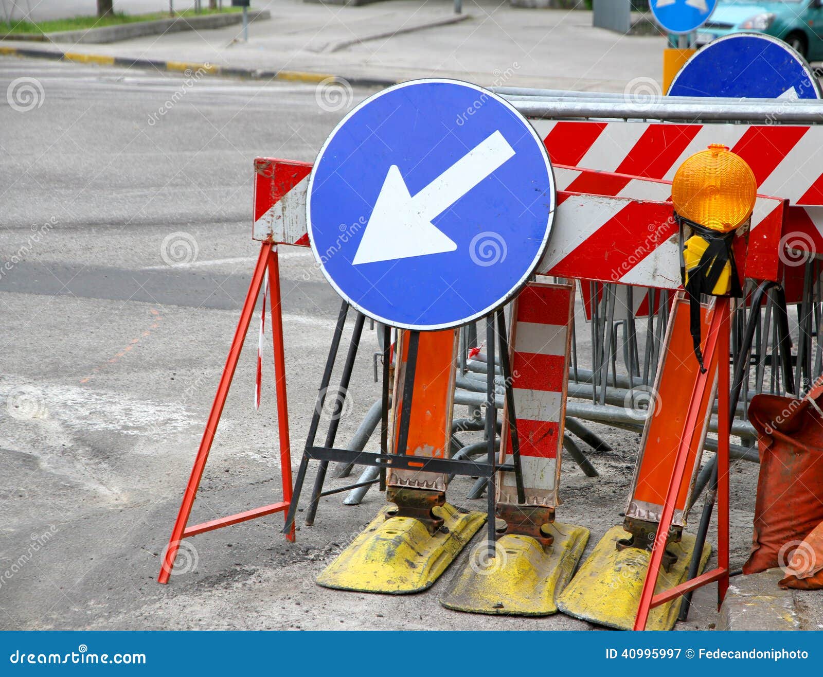 Road Signs with a Large Arrow To Identify the Place of Work in P Stock ...