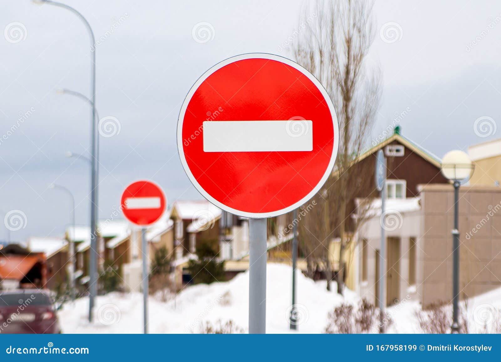 Red Signs `No Entry` Hanging On The Facade Royalty-Free Stock Photo ...