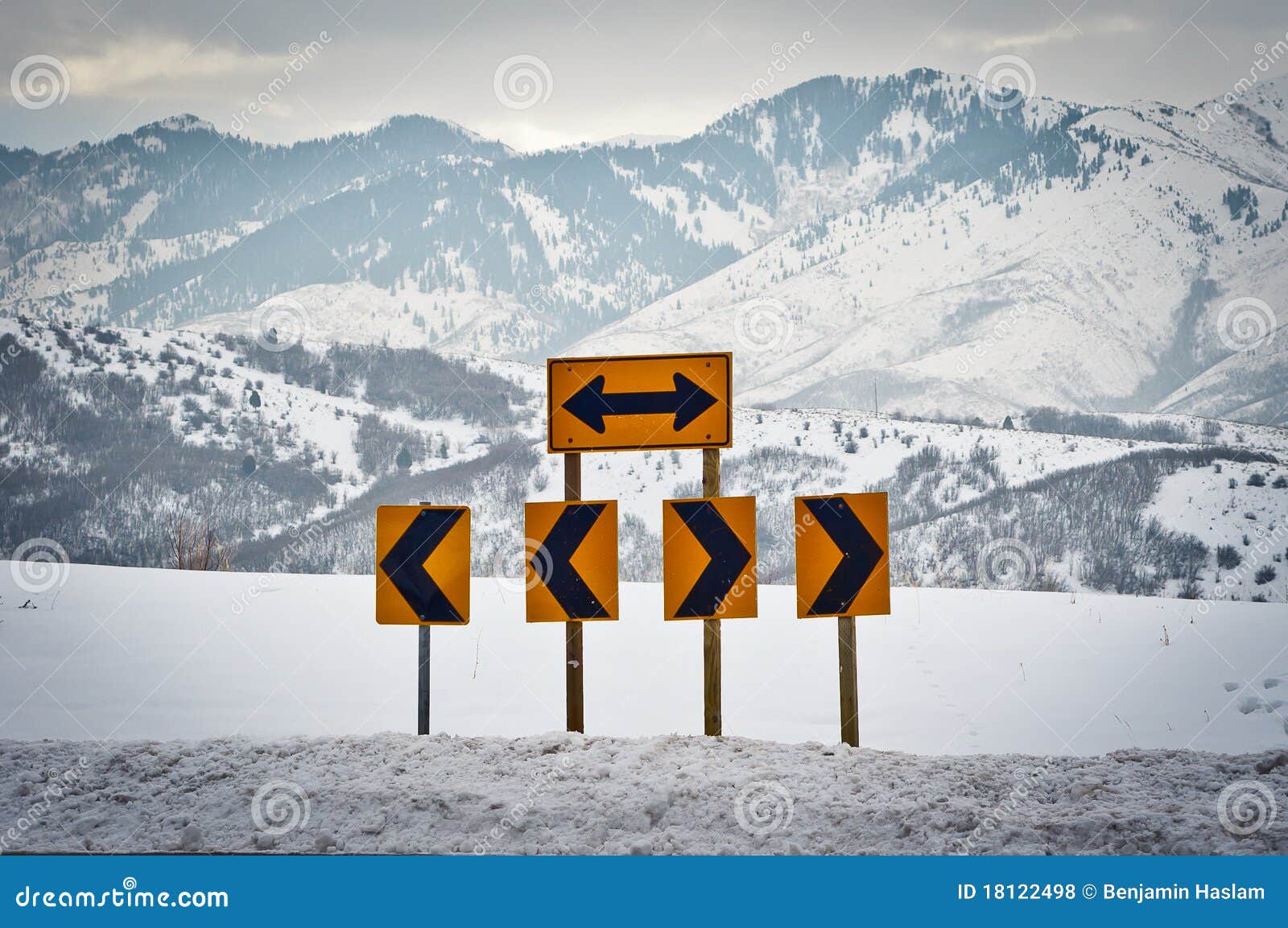 Road Signs Pointing Left and Right Stock Photo - Image of indecisive ...