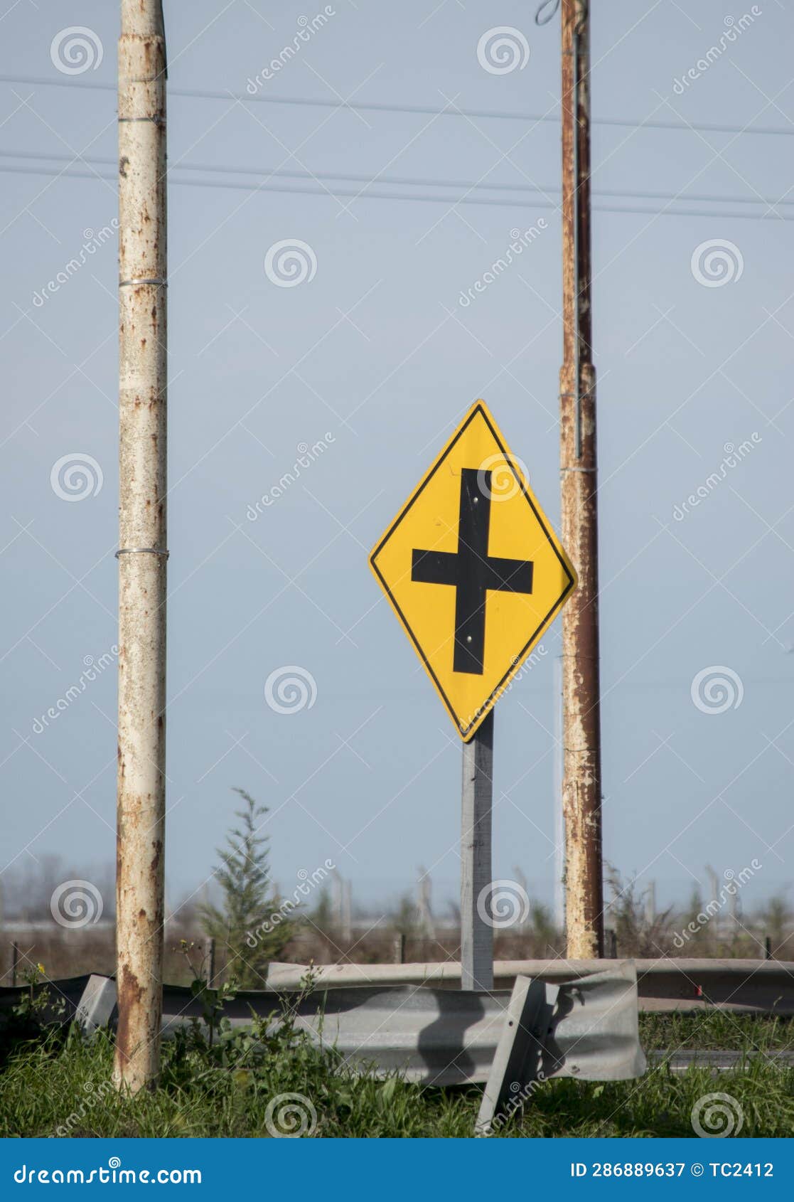 Road Signs on the Route. Crossroad Stock Image - Image of safety ...