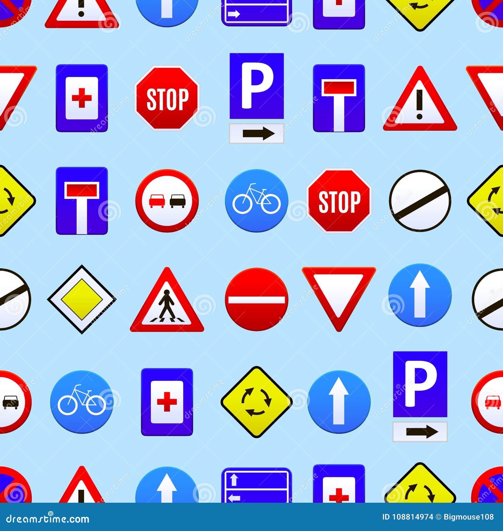 Road Signs Seamless Pattern Background. Vector Stock Vector ...