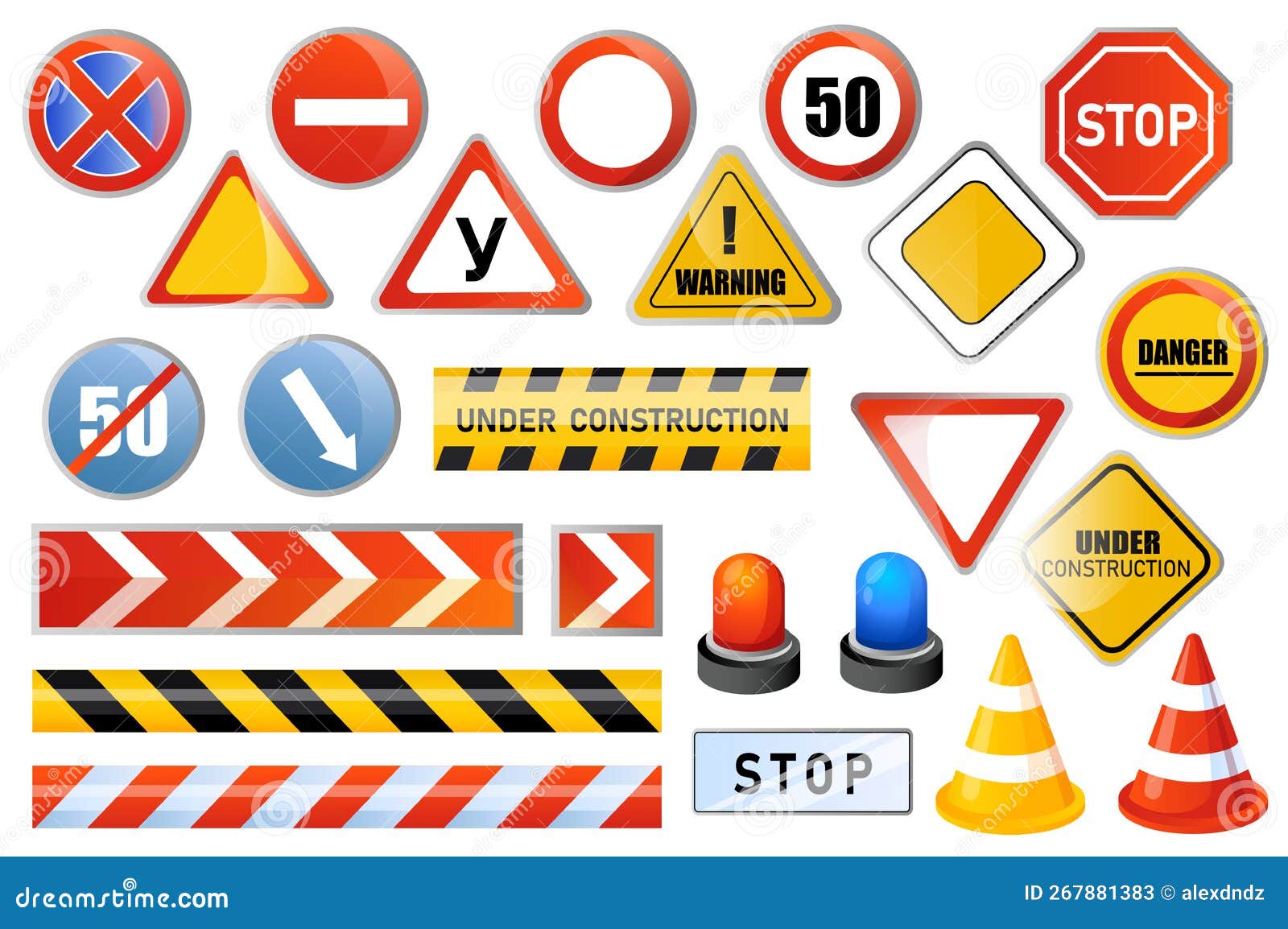 Road Signs Set Graphic Elements In Flat Design. Vector Illustration ...