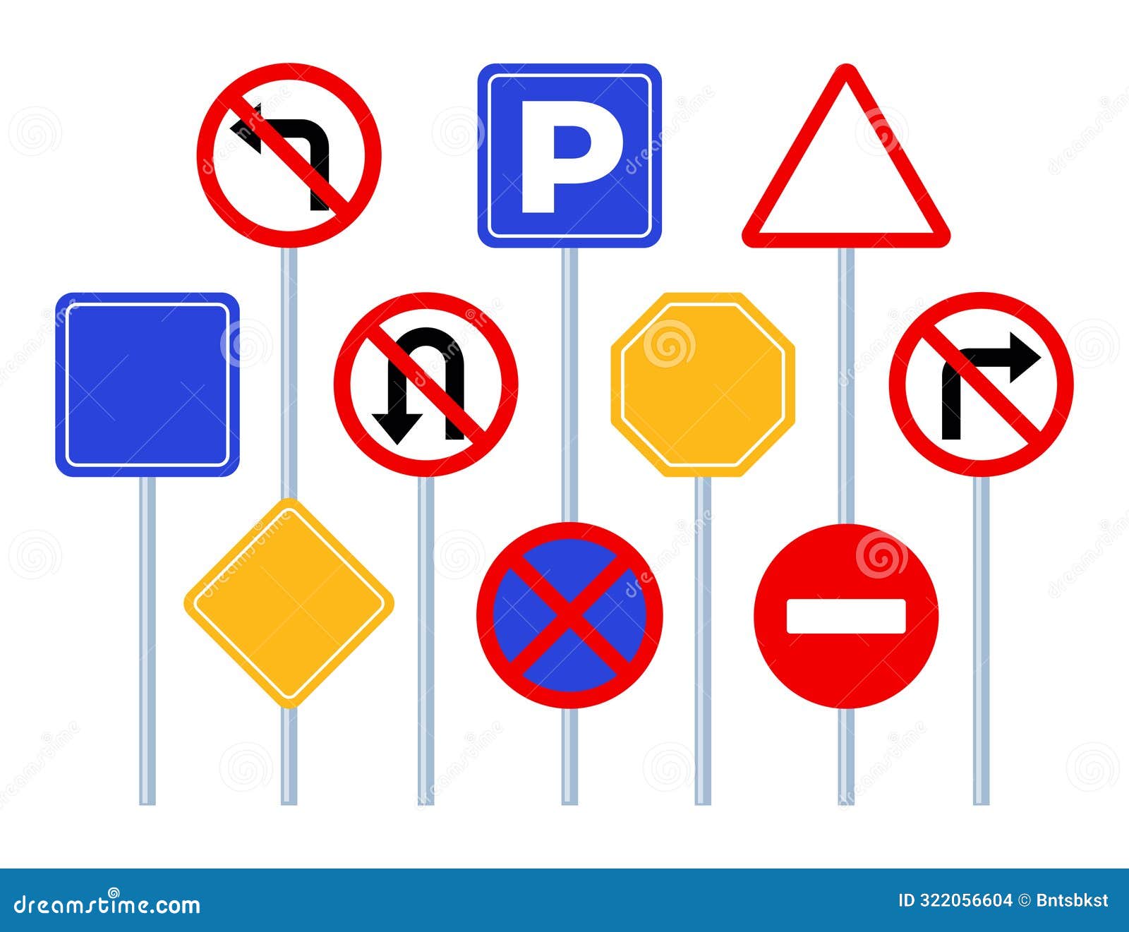 Road Signs, Set. Traffic Signs On White Background. Road Traffic Safety ...