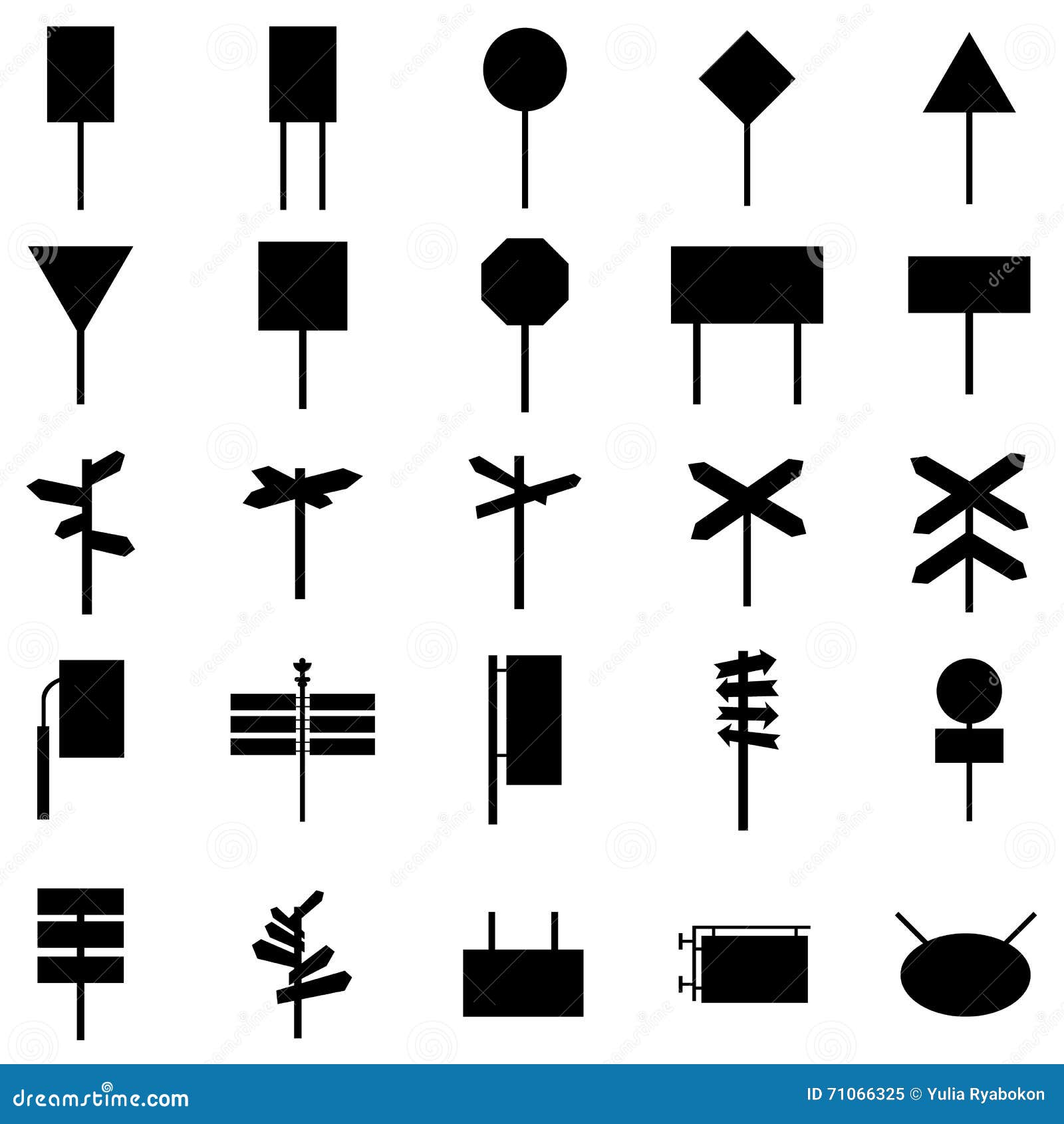 Road signs silhouettes set stock vector. Illustration of stop - 71066325