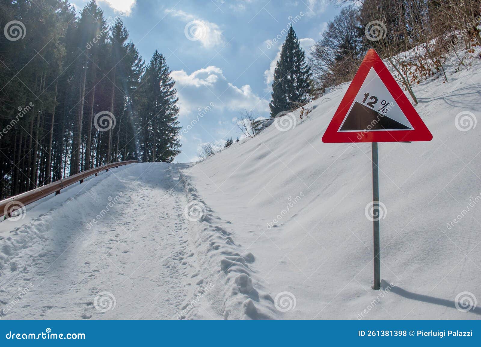 Road signs with snow stock photo. Image of regulation - 261381398