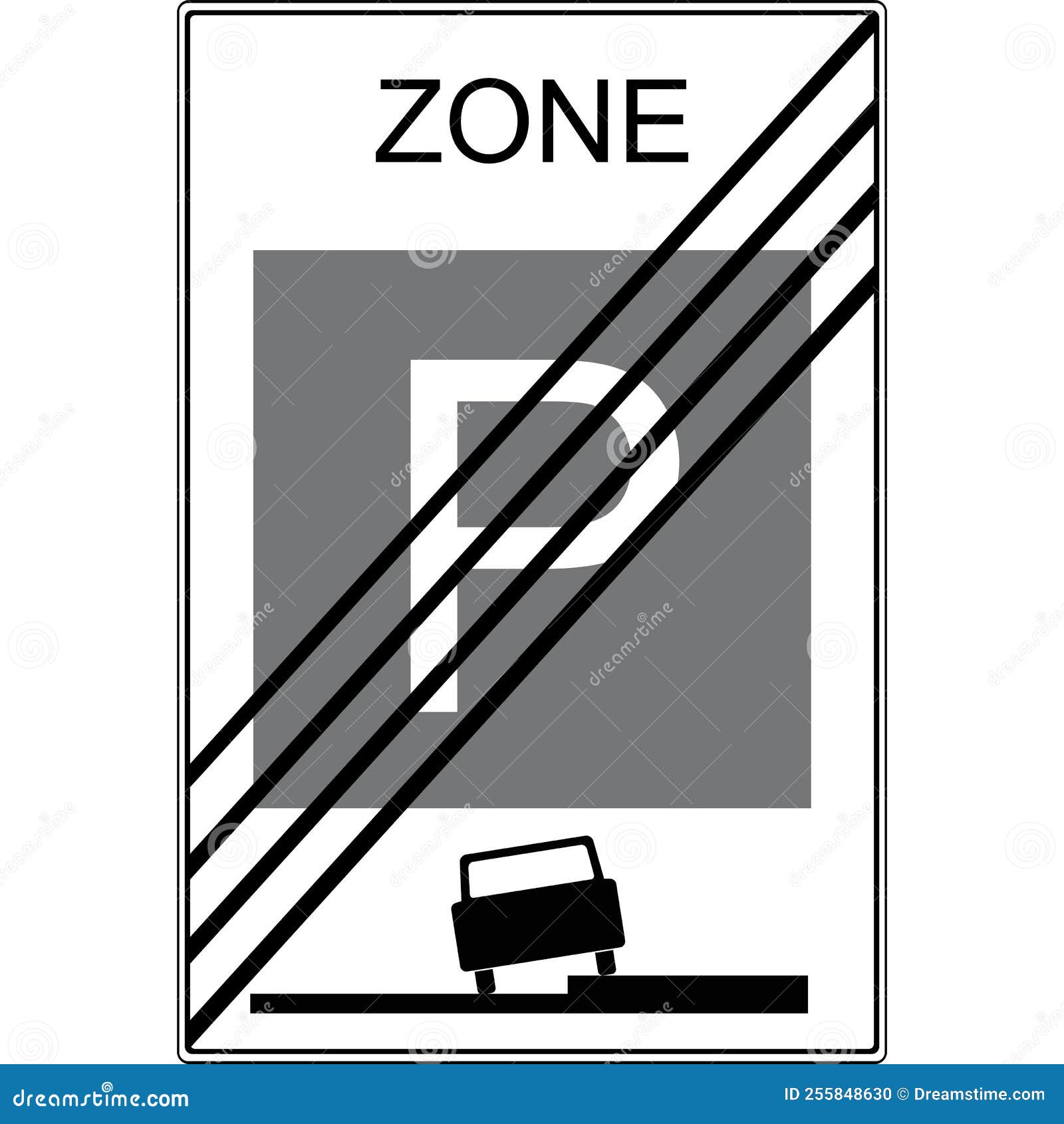 The End of the Regulated Parking Zone Sign. Stock Vector - Illustration ...