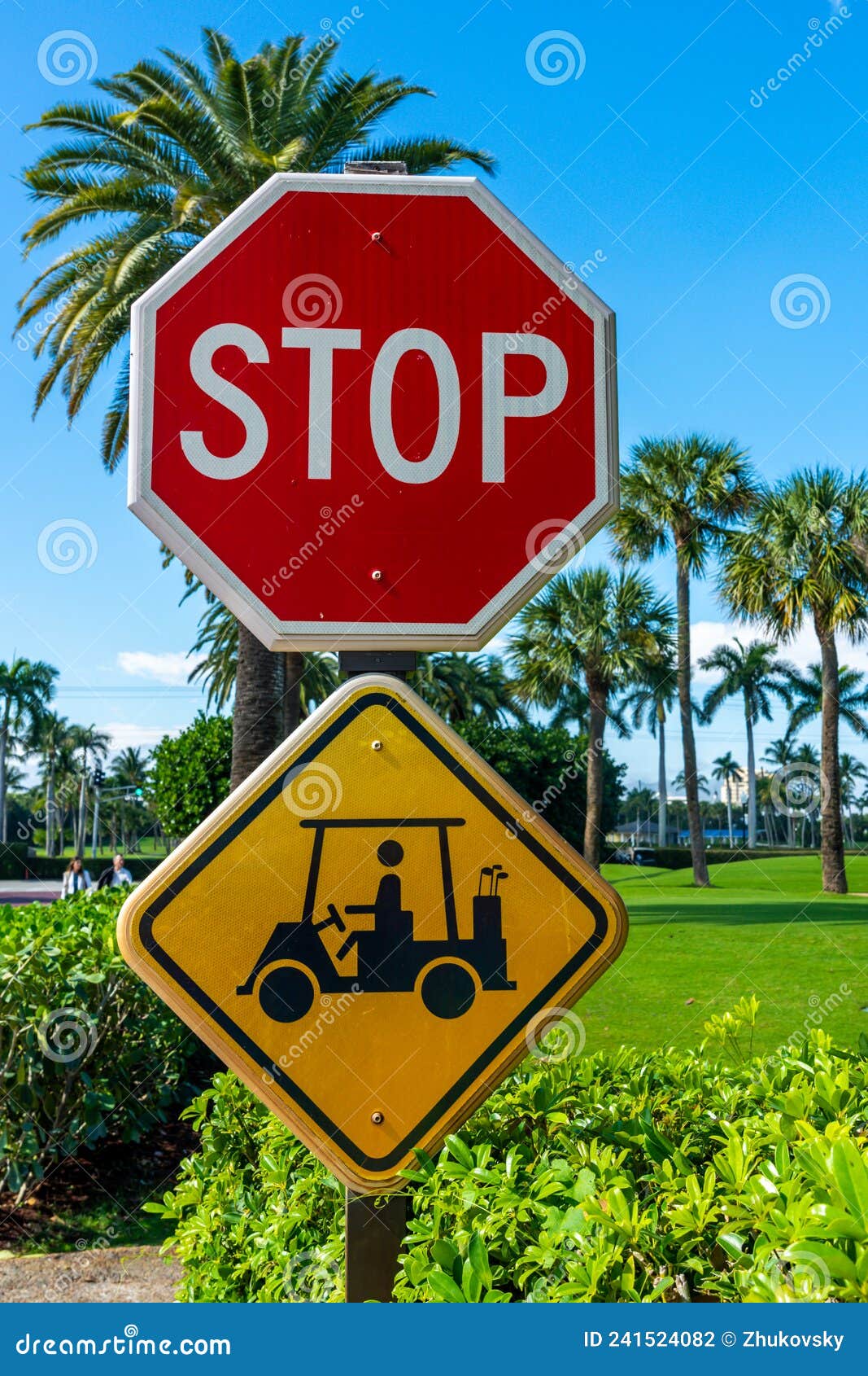 Road Signs: Stop and Golf Cart Crossing Stock Photo - Image of golfing ...