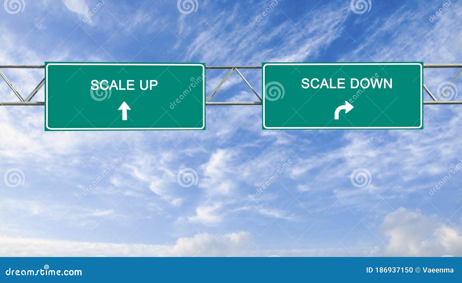 Road Signs To Scale Up and Scale Dawn Stock Photo - Image of road ...
