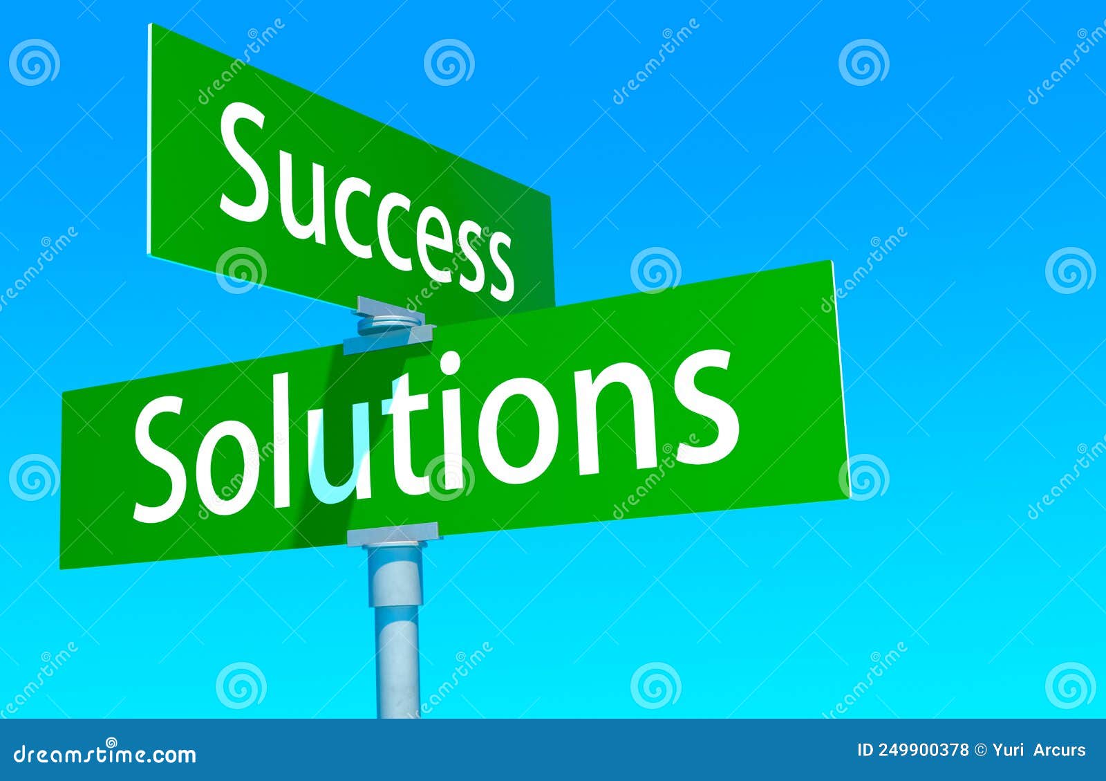 Road Signs To Success and Solutions. Shot of Two Road Signs Reading ...