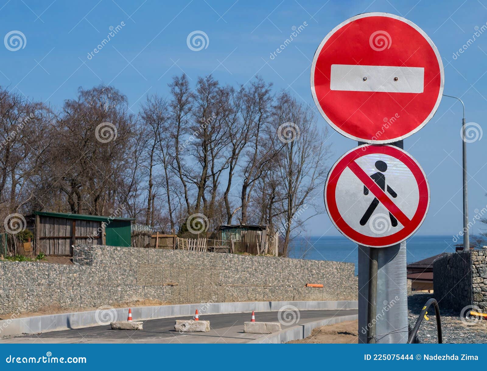 Road Signs. Traffic Is Not Permitted. Road Repairs. Passage Is ...