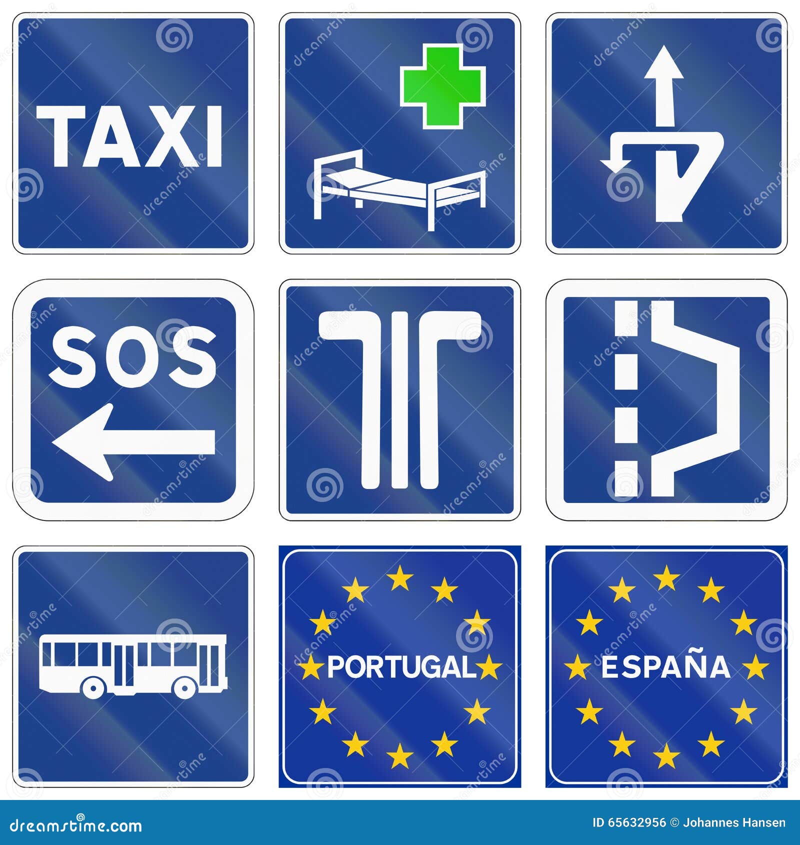 Road signs used in Spain stock illustration. Illustration of green ...