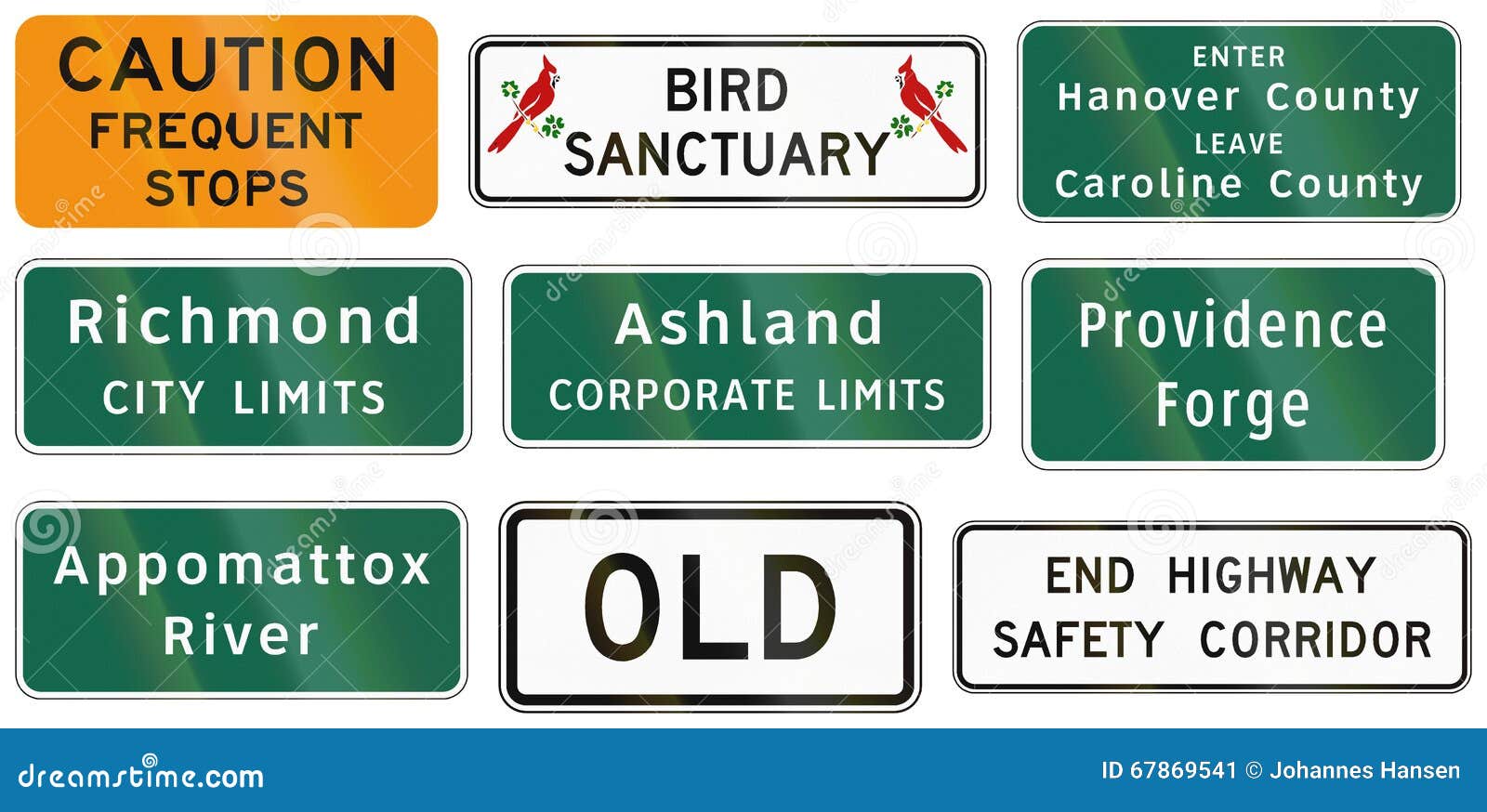 Road Signs Used in the US State of Virginia Stock Illustration ...