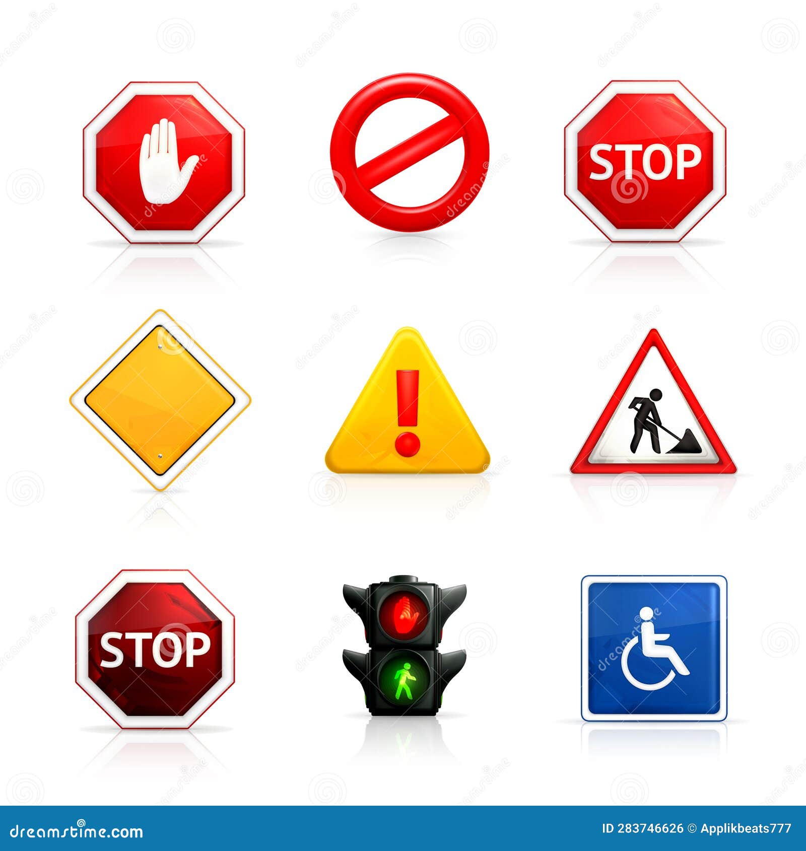 Road signs, vector set stock vector. Illustration of stop - 283746626