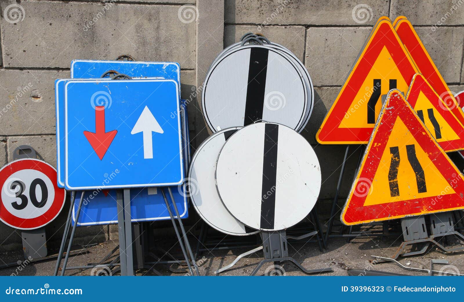 Road Signs in a Warehouse of the Company Stock Image - Image of warning ...