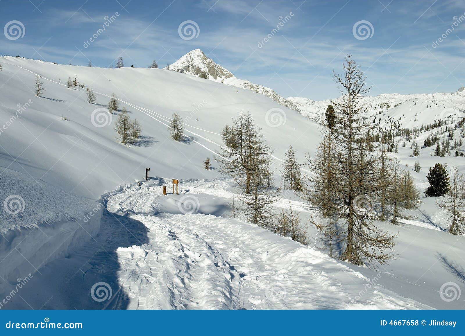 Road and Ski Trails, Italian Alps Stock Photo - Image of trail, powder ...
