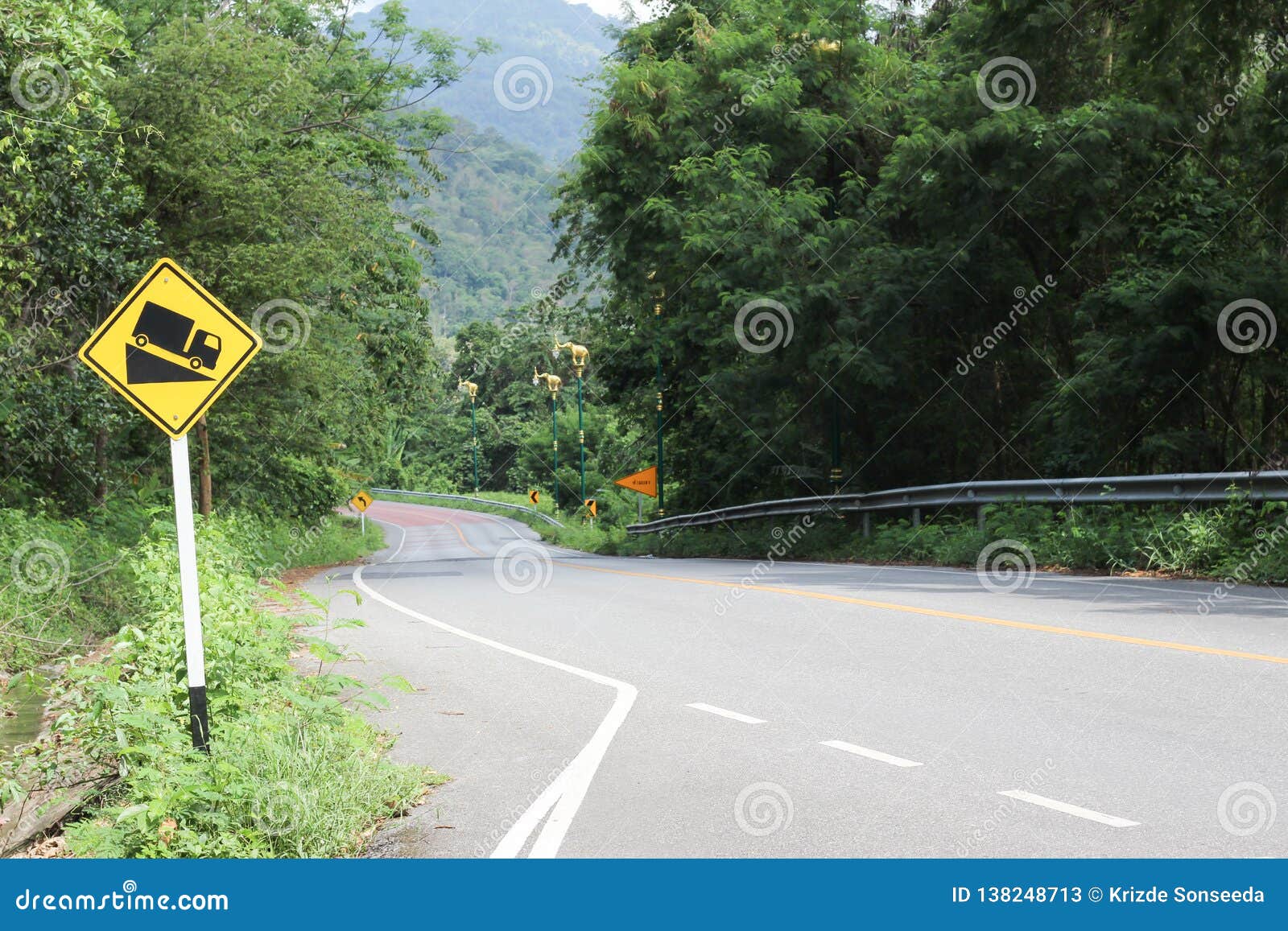 Road Slope Warning Sign,Signs Down Mountain Stock Image - Image of ...