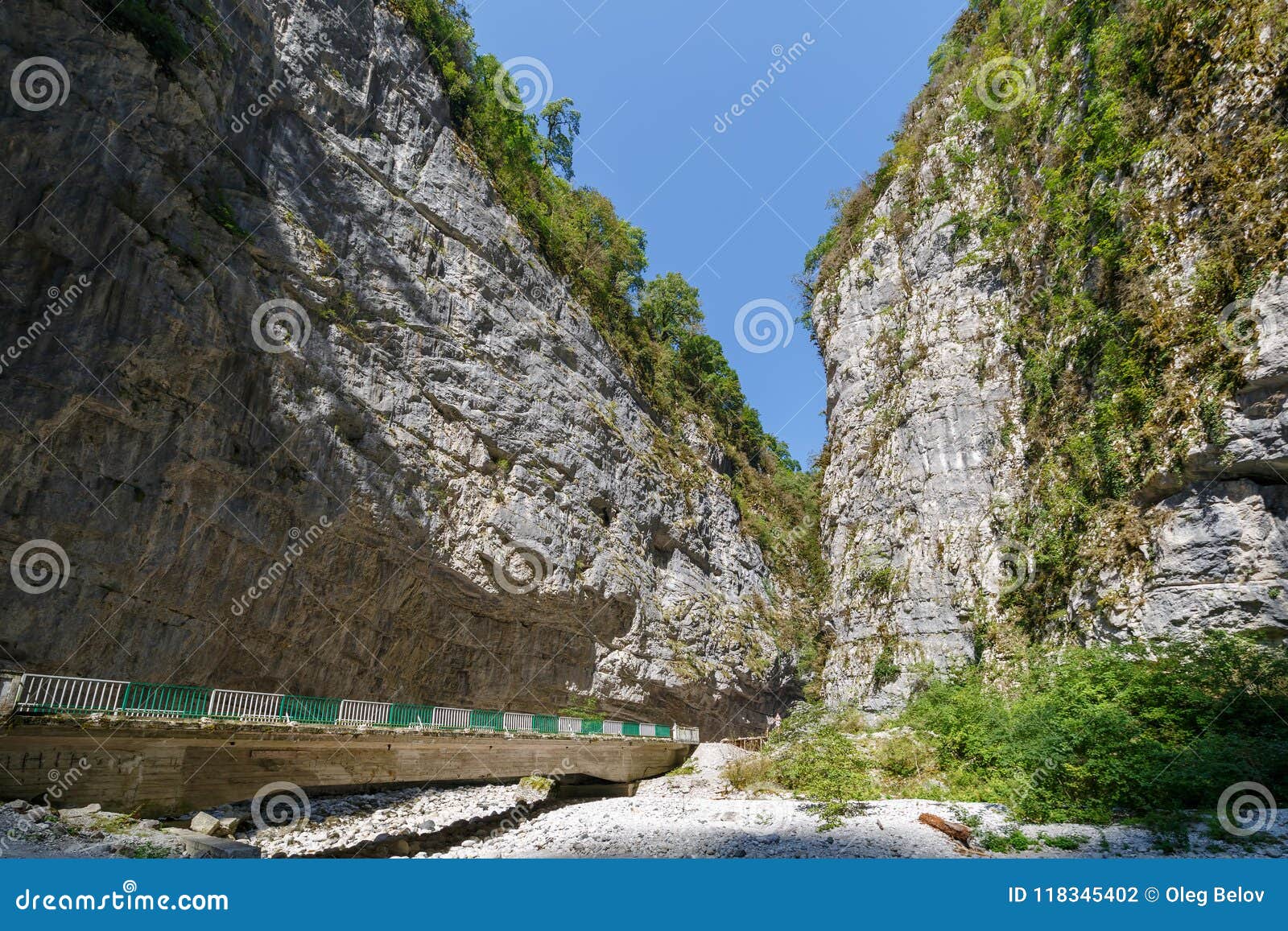 The Road and a Small Bridge between the Cliffs at the Bottom of the ...