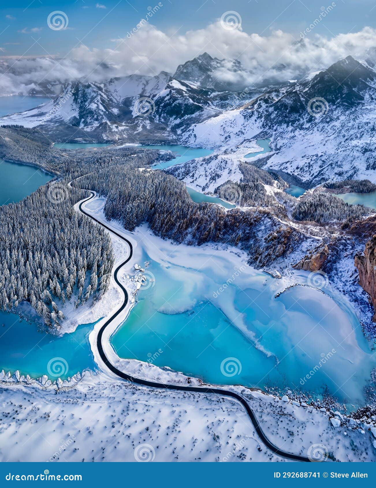 Road through a Snow Covered Landscape Stock Image - Image of aerial ...