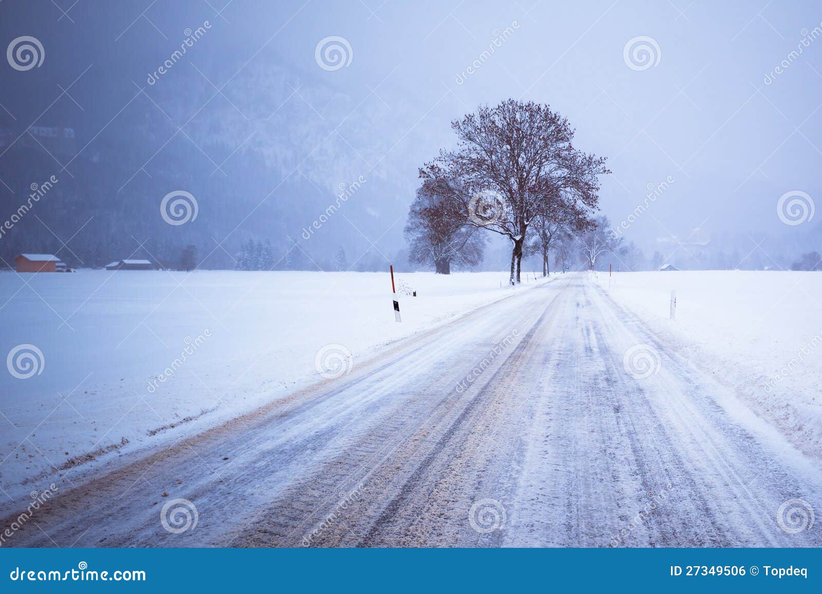 Road in Snow Covered Winter Landscape Stock Photo - Image of europe ...