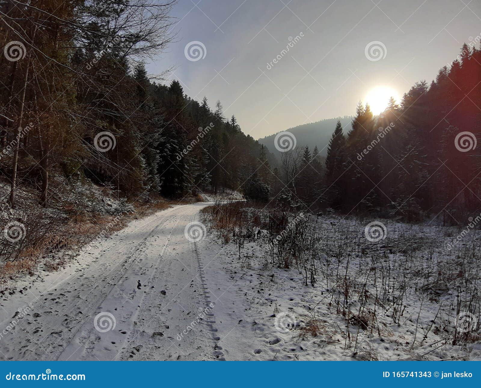Road Snow Sun Watching Three Shadow Moutains Stock Image - Image of ...