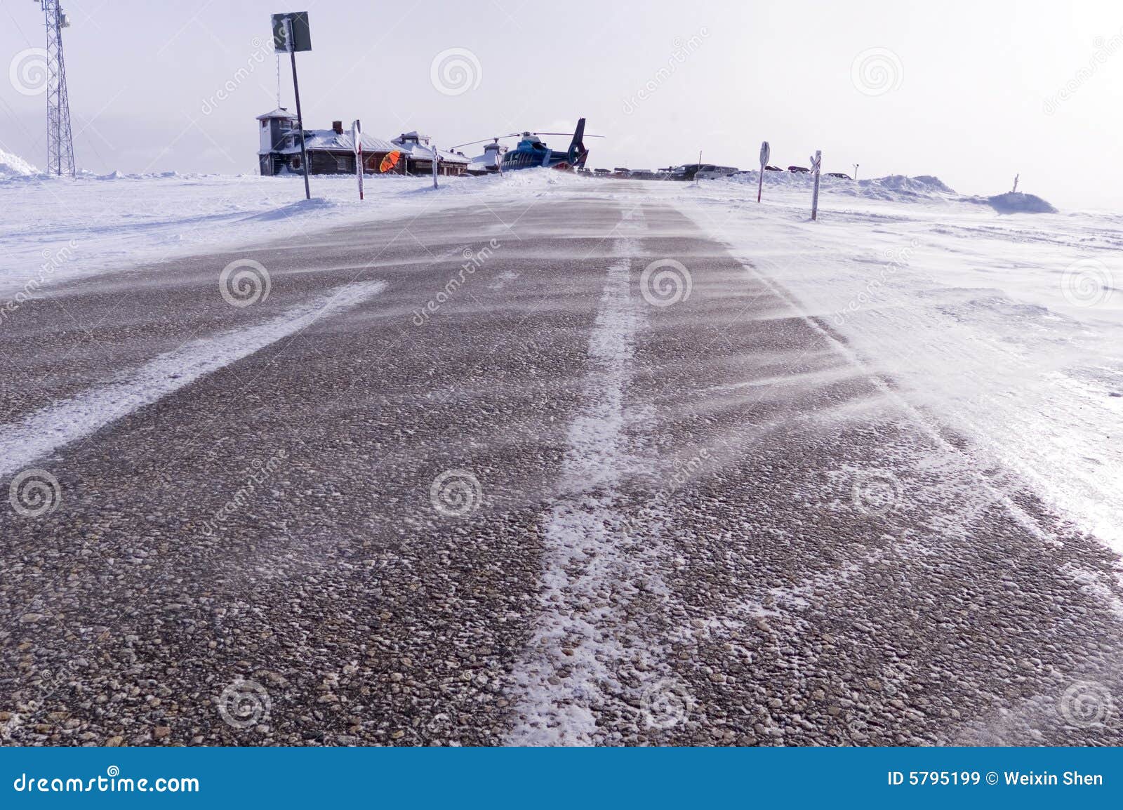 Road in the snowstorm stock image. Image of storm, windy - 5795199