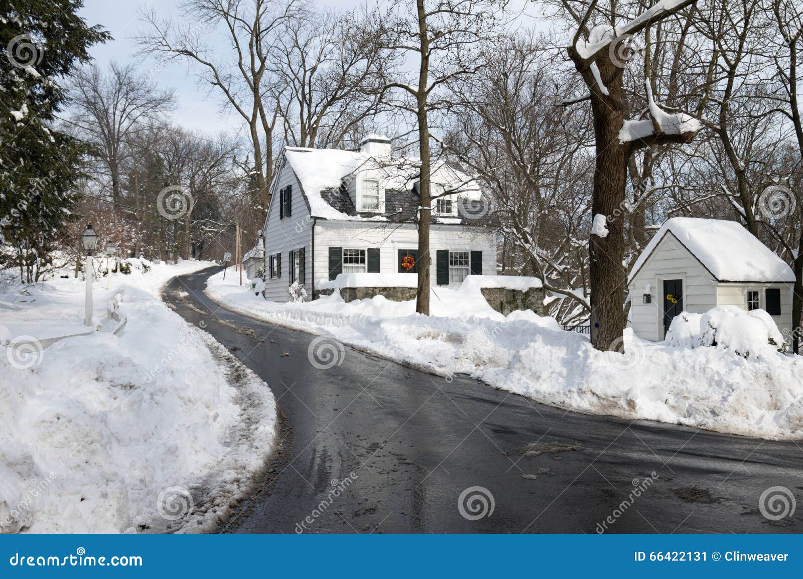 Road through the Snowy Countryside Stock Image - Image of trees, snowy ...