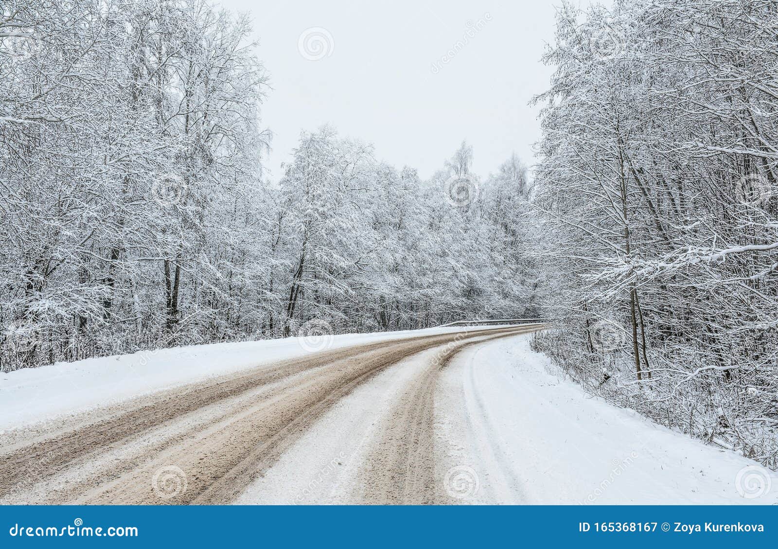 Road on a Snowy December Day in the Countryside Stock Image - Image of ...