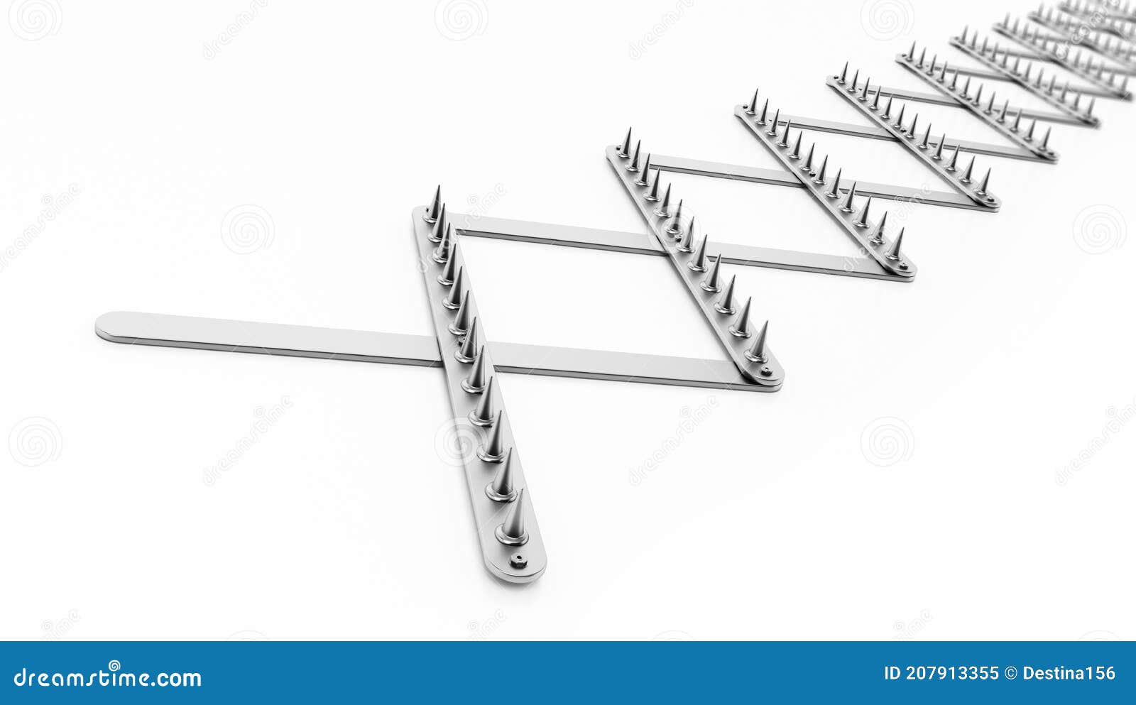 Spike Strip Isometric. Blue Traffic Spikes Or Stinger Good For ...